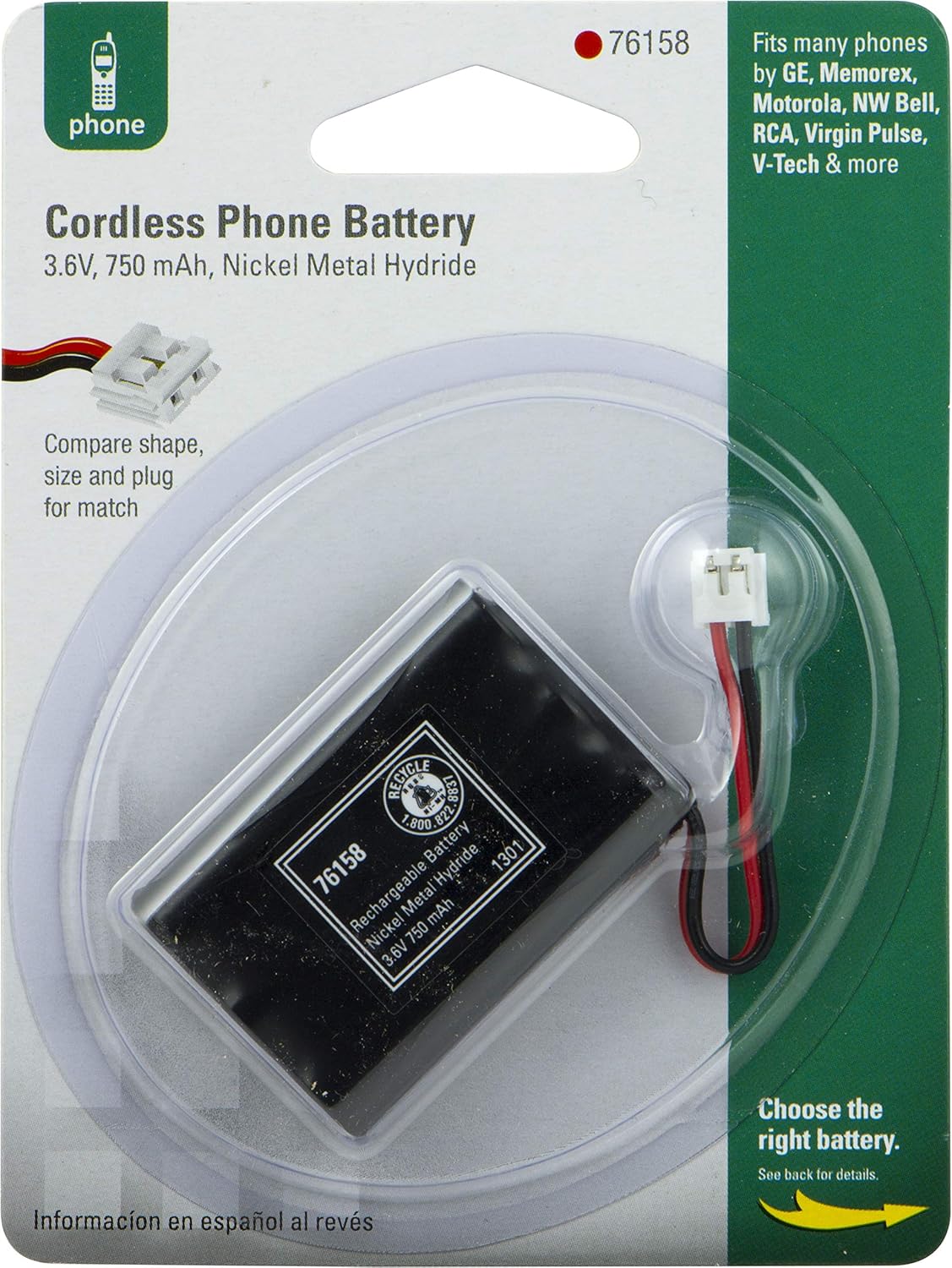 Amazon.com: Power Gear Rechargeable Cordless Phone Battery, 3.6V ...