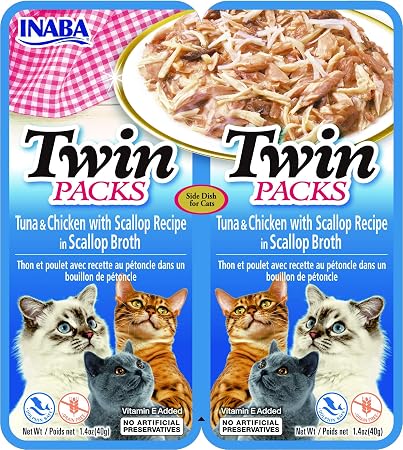 Inaba twin packs treat for cats tuna and chicken with scallop in ...