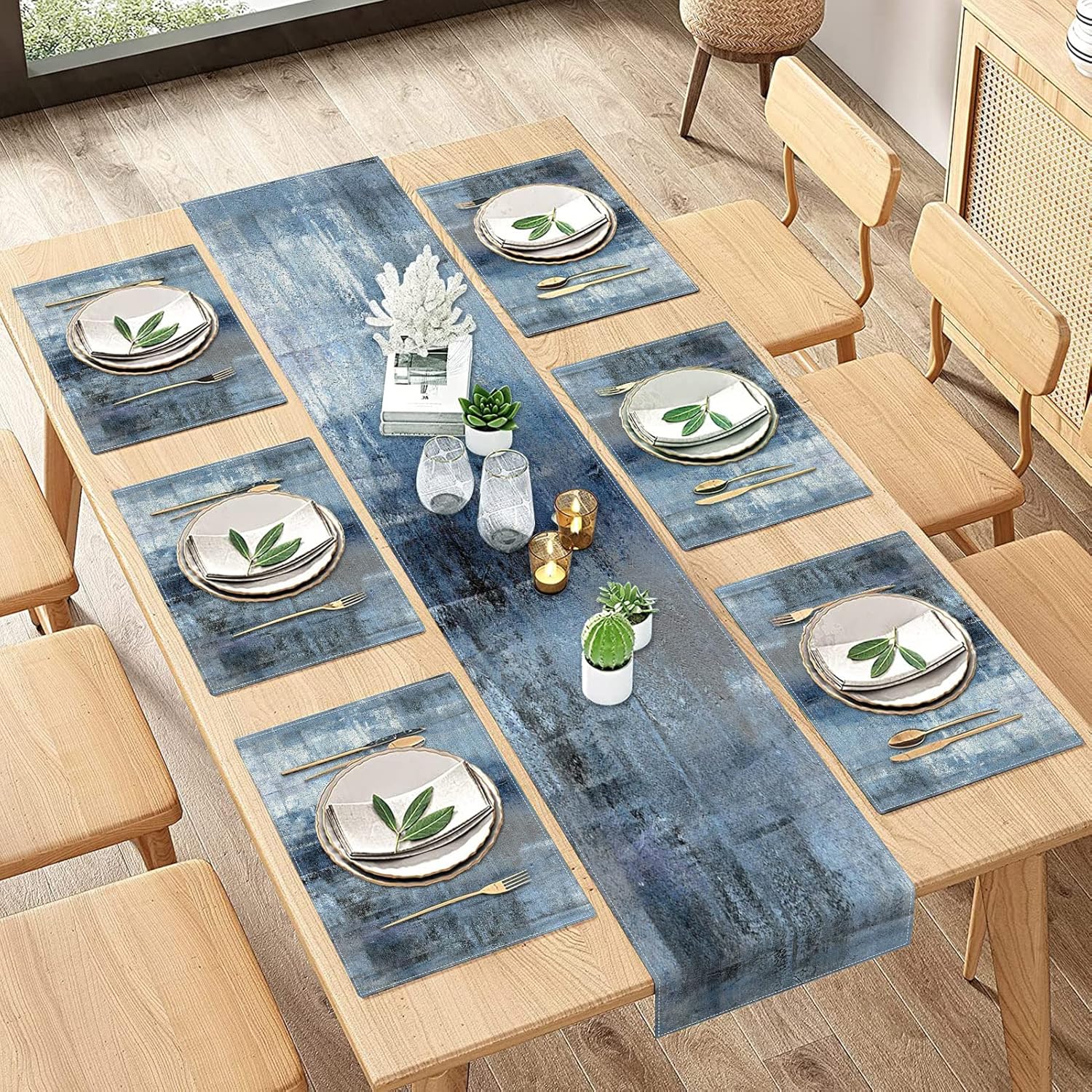 Amazon.com: ArtSocket Farmhouse Table Runner and Placemats Set of 6 ...