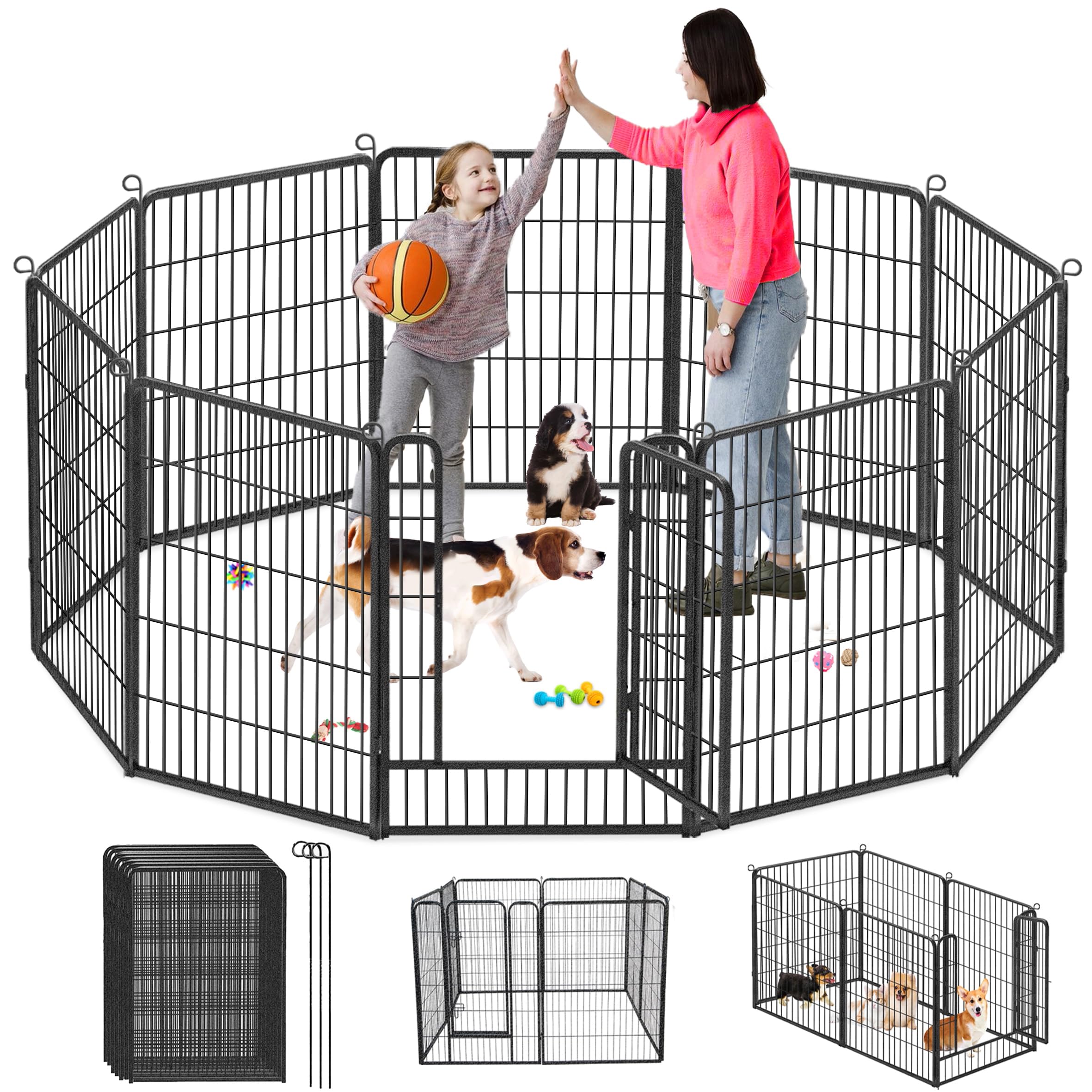 Jhsomdr Dog Playpen Indoor Puppy Pen Large Dog Pen Indoor 32" Heavy ...