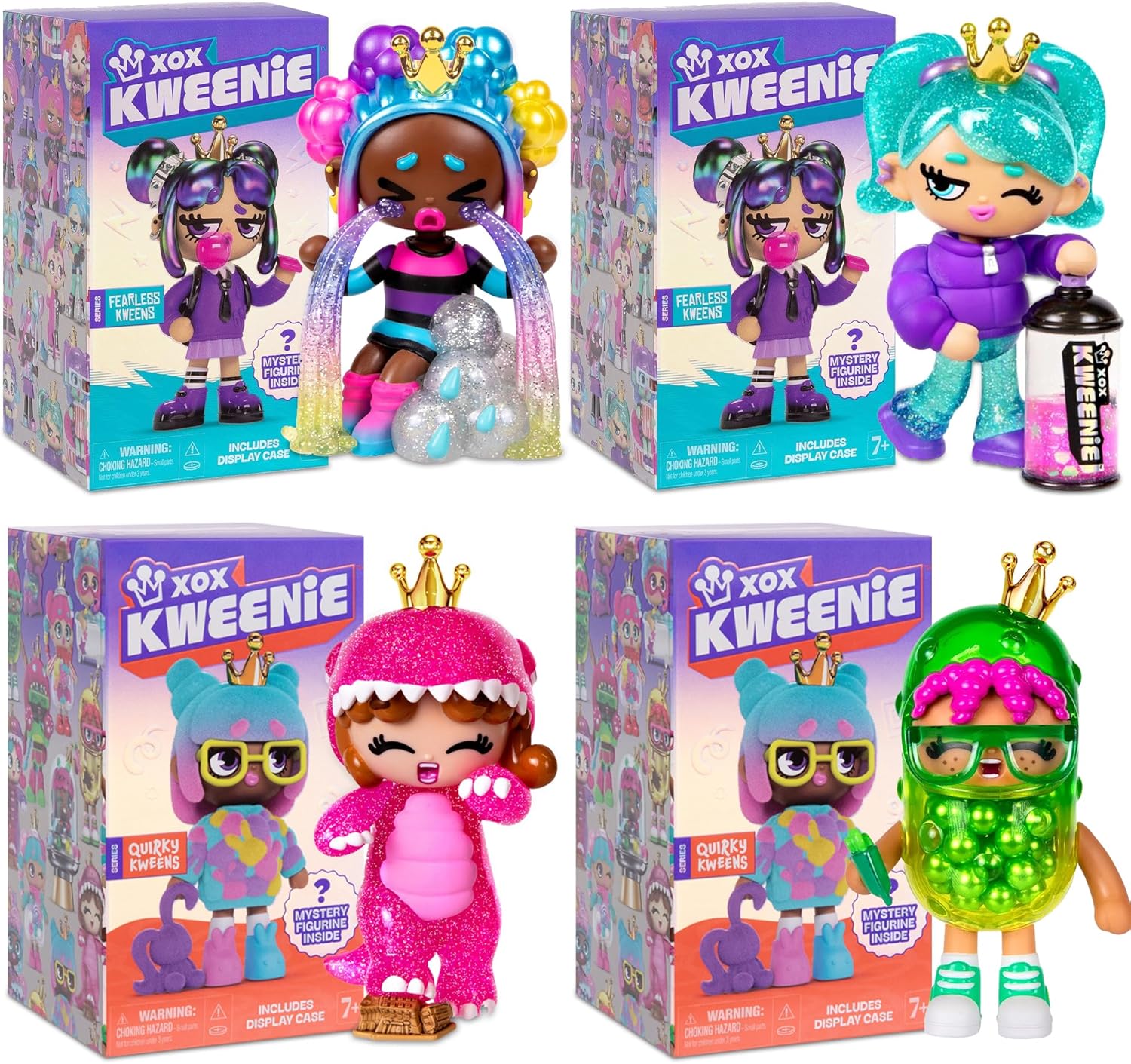 Amazon.com: Tharos Distribution XOX Kweenie 4 Inch Mystery Figurine 4-Pack Bundled Gift Set - (2 ...
