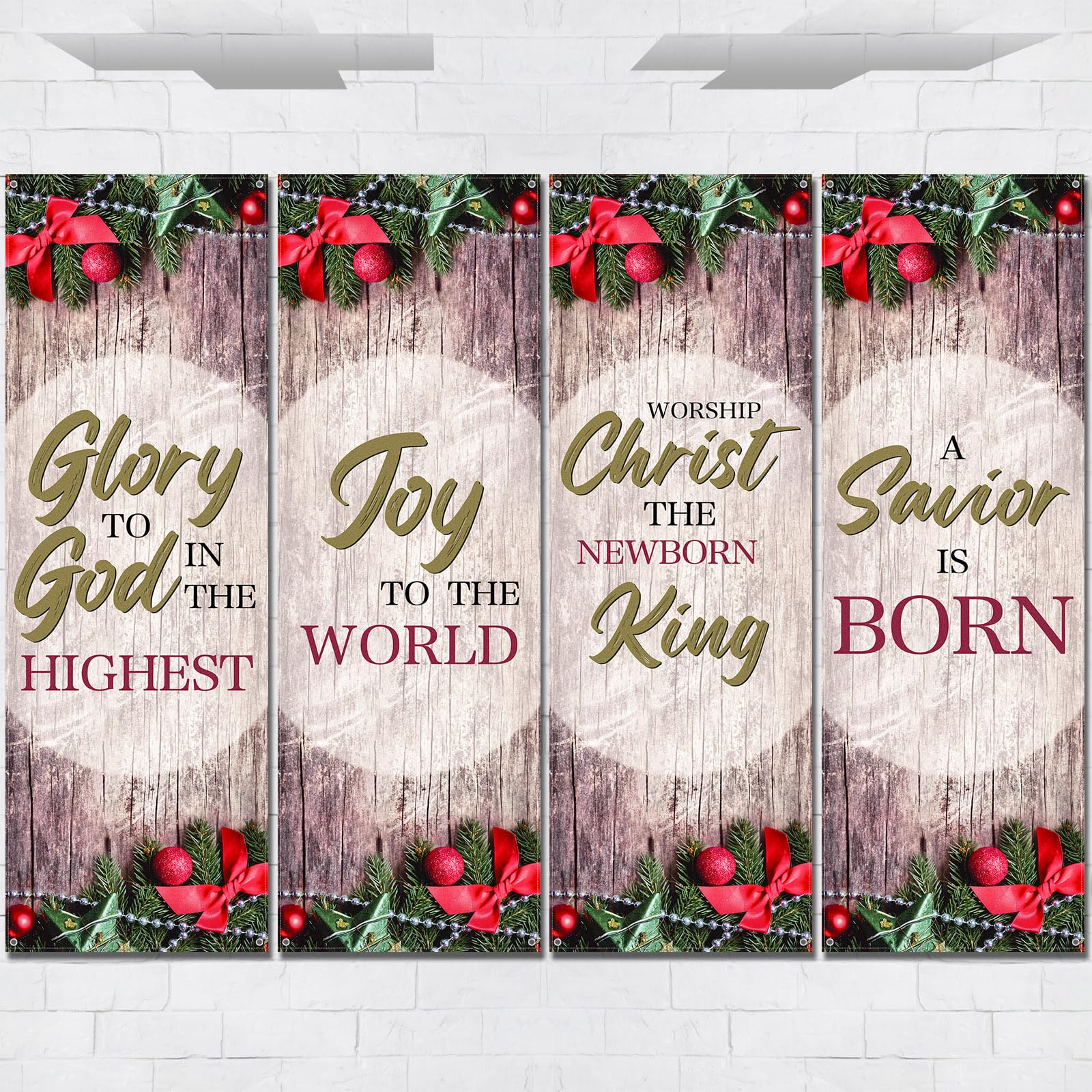 Amazon.com: Hosuly 4 Pcs Christmas Church Banners with Scripture Church ...
