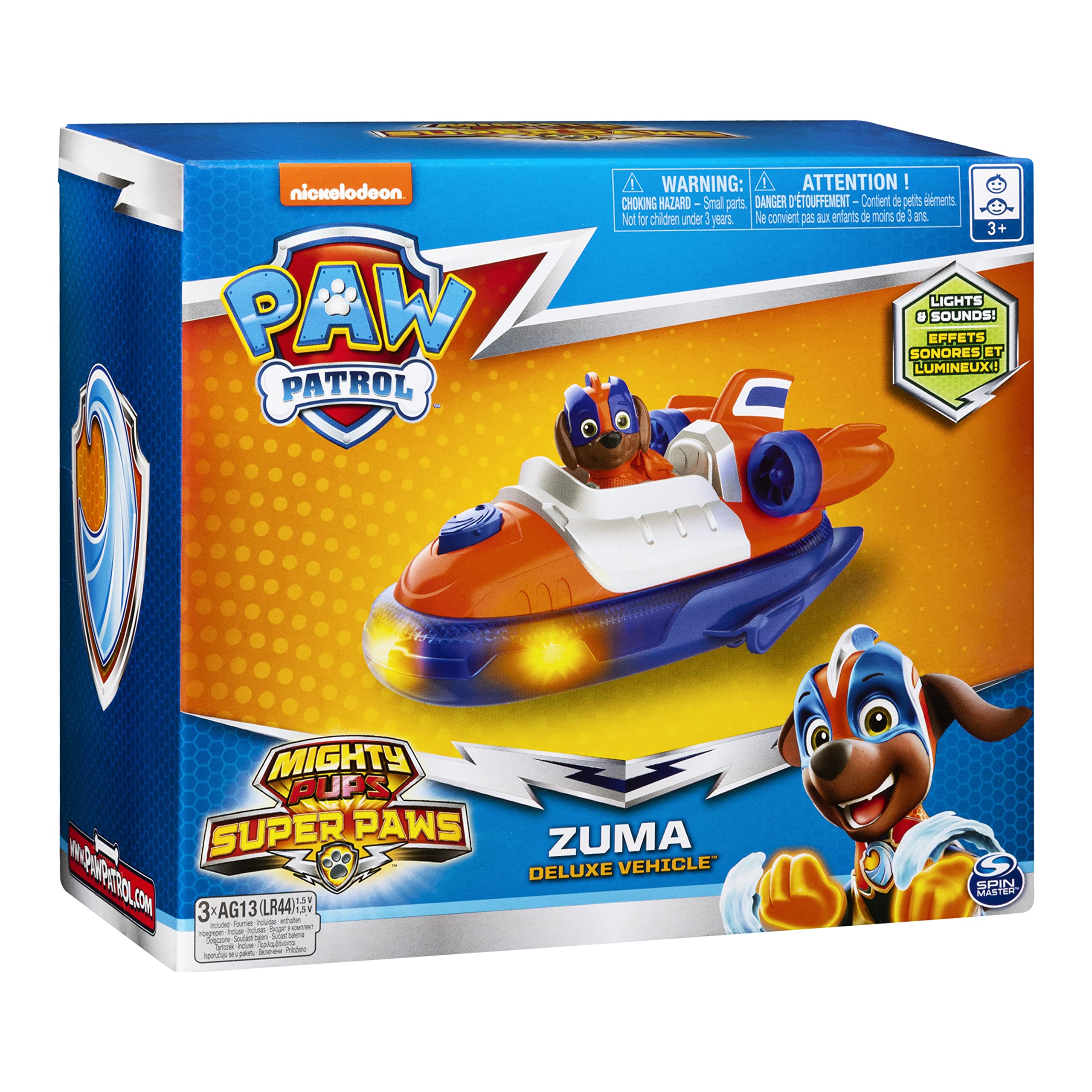 PAW Patrol, Mighty Pups Super PAWs Zuma’s Deluxe Vehicle with Lights ...
