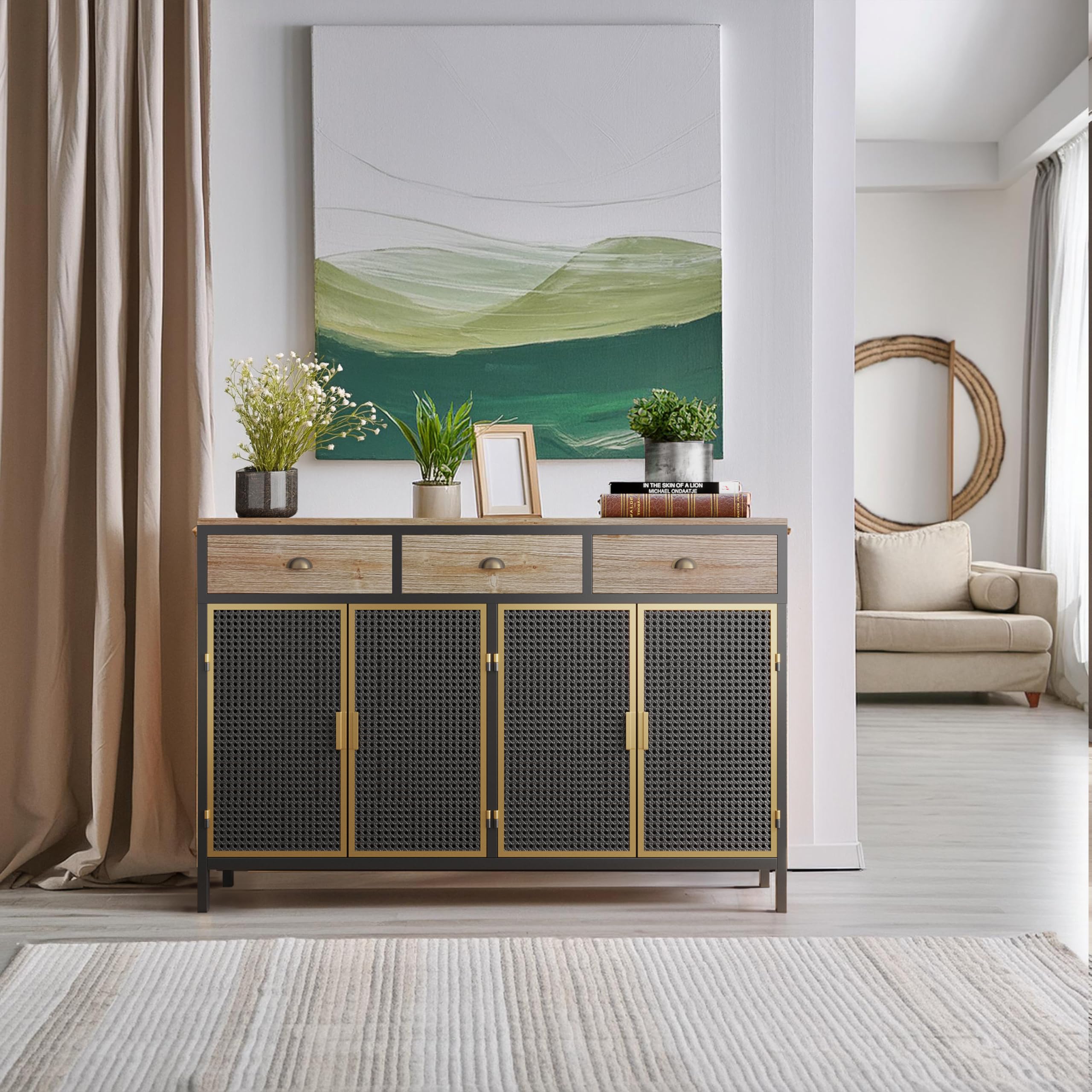 Snapklik.com : Smuxee 48" Wide Sideboard, Freestanding Buffet Cabinet