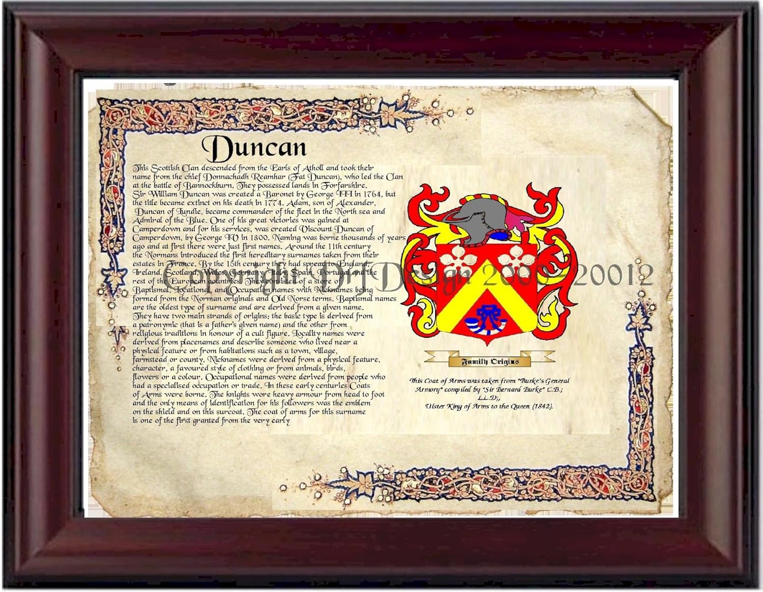 Amazon.com: DRFdesign Duncan Coat of Arms/Family Crest on Fine Paper ...