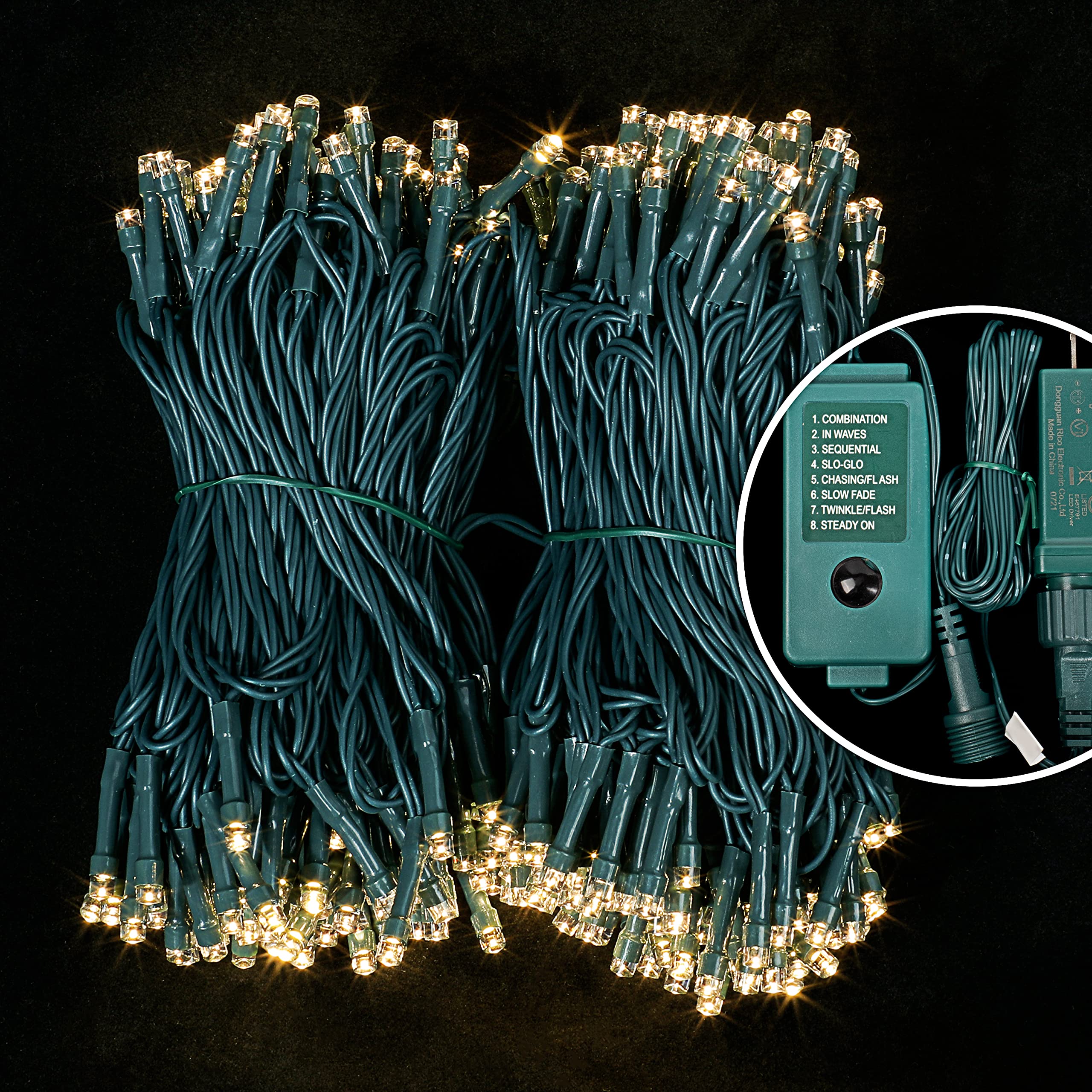 108.6 FT 300 Count Christmas Warm White LED String Lights, LED String ...