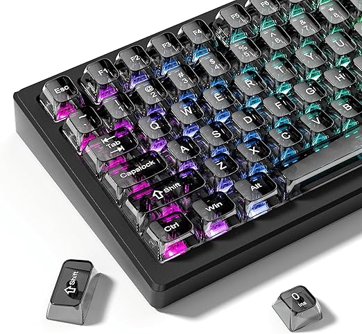 Amazon.com: dagaladoo Grey Clear keycaps,Transparent keycaps 60 75 100 ...
