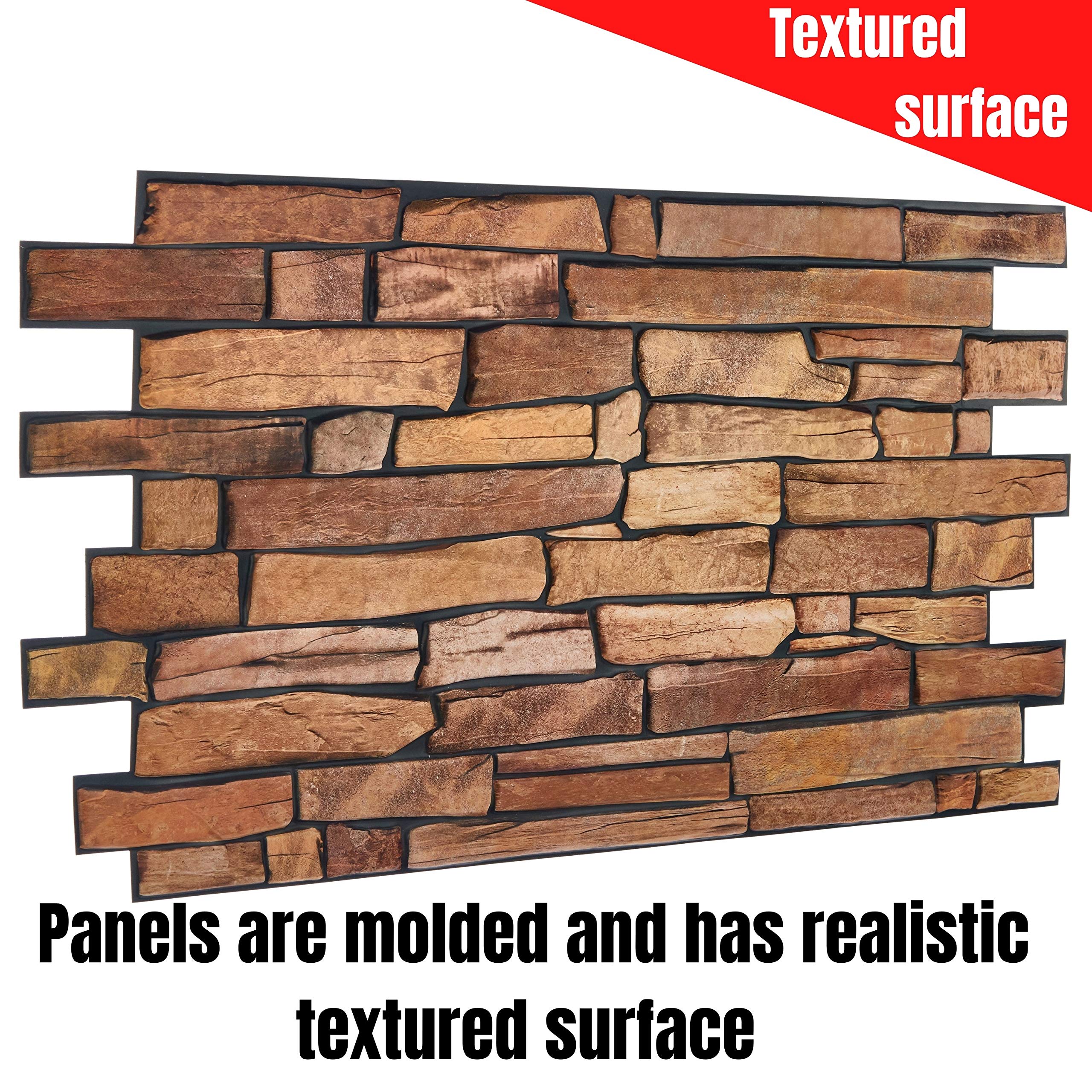 Buy Stone Slate Effect Wall Panelling - Set of 4 Panels 1.93 m² | 20.74 ...