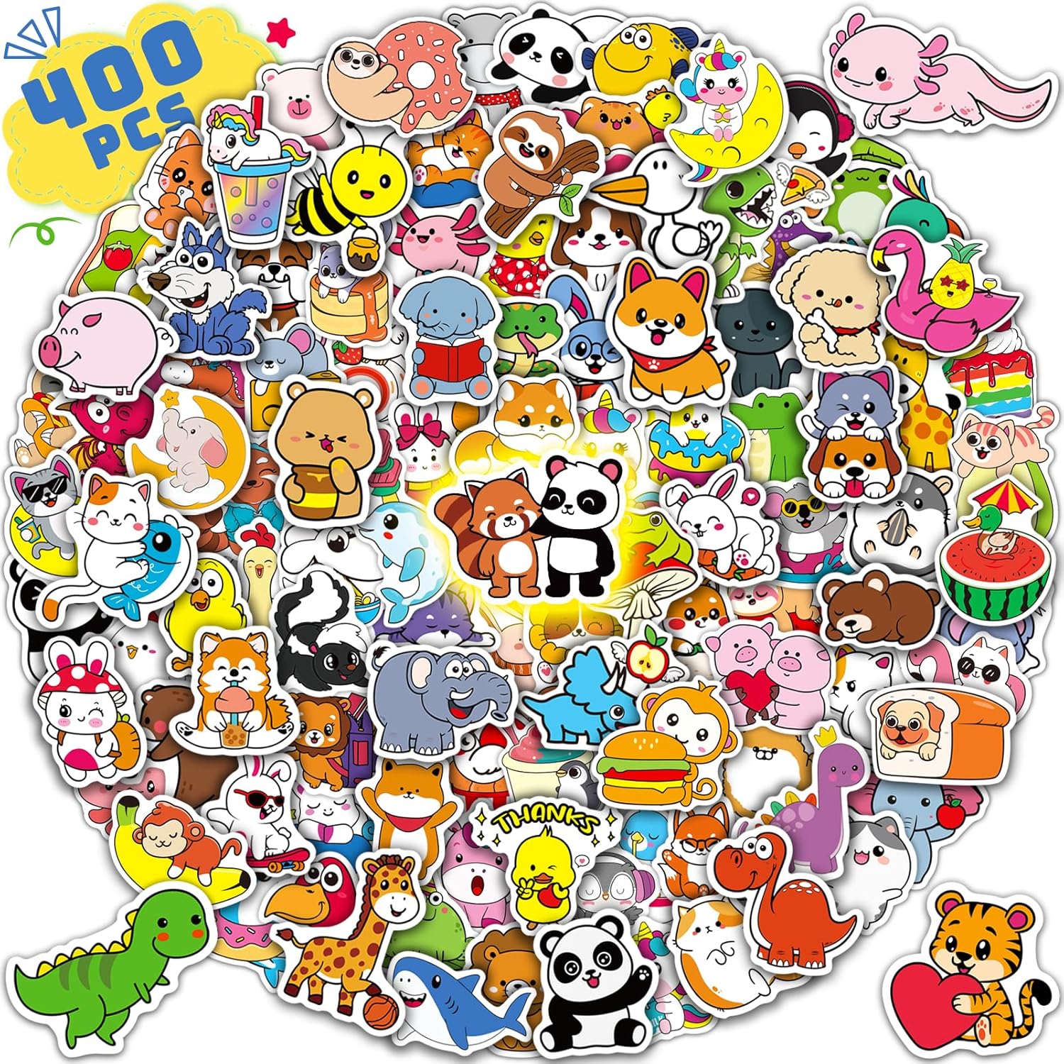 Amazon.com: WAKEMOODEI 400PCS Cute Animal Stickers for Kids, Cute Water ...