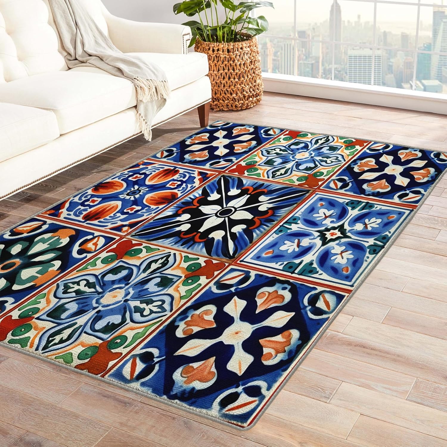 Amazon.com: Moroccan Tile Rug & Home Decor - 4x5 Rug, Moroccan Rugs for ...