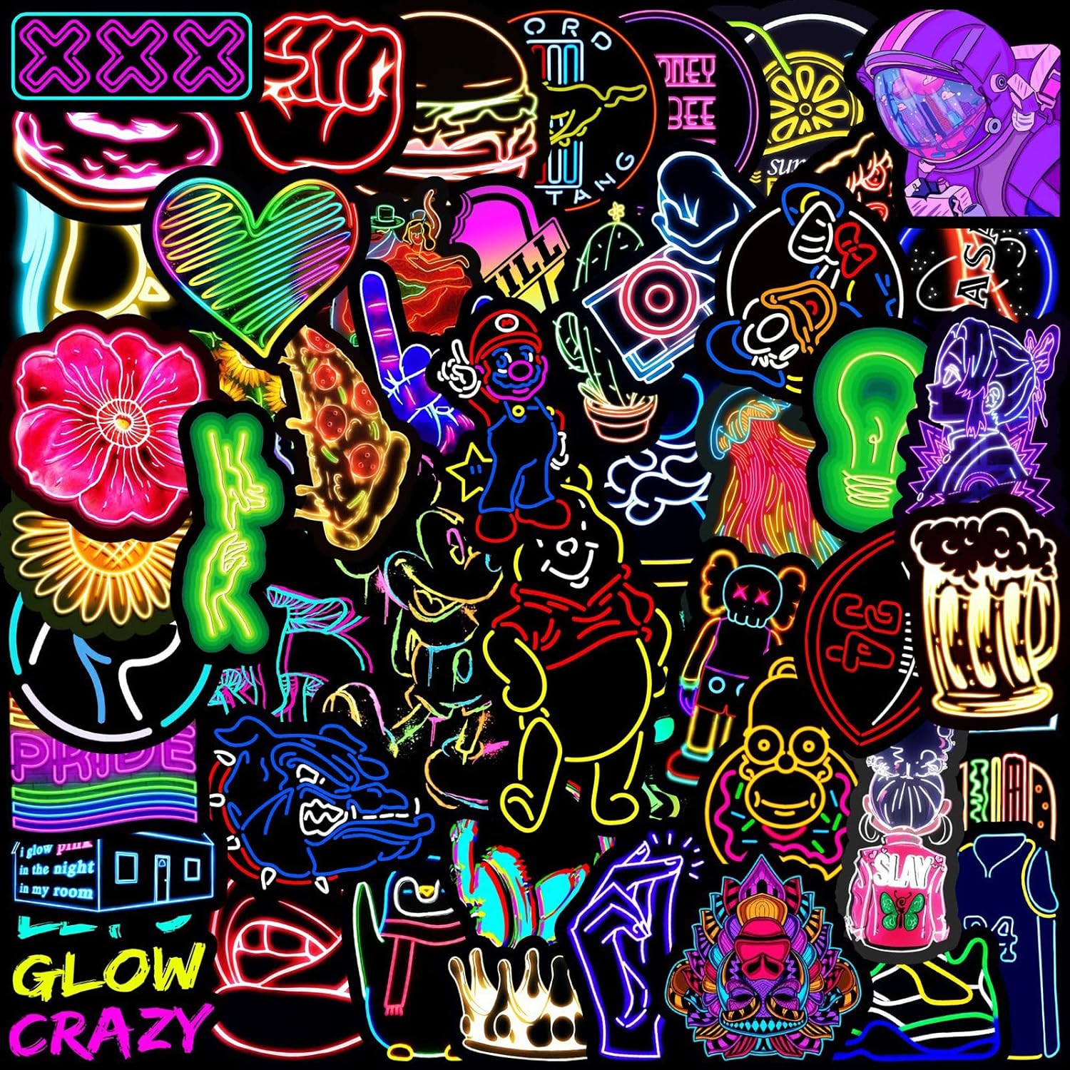 Amazon.com: Neon Graffiti Sticker, 100Pcs Neon Laptop Decals Luggage ...