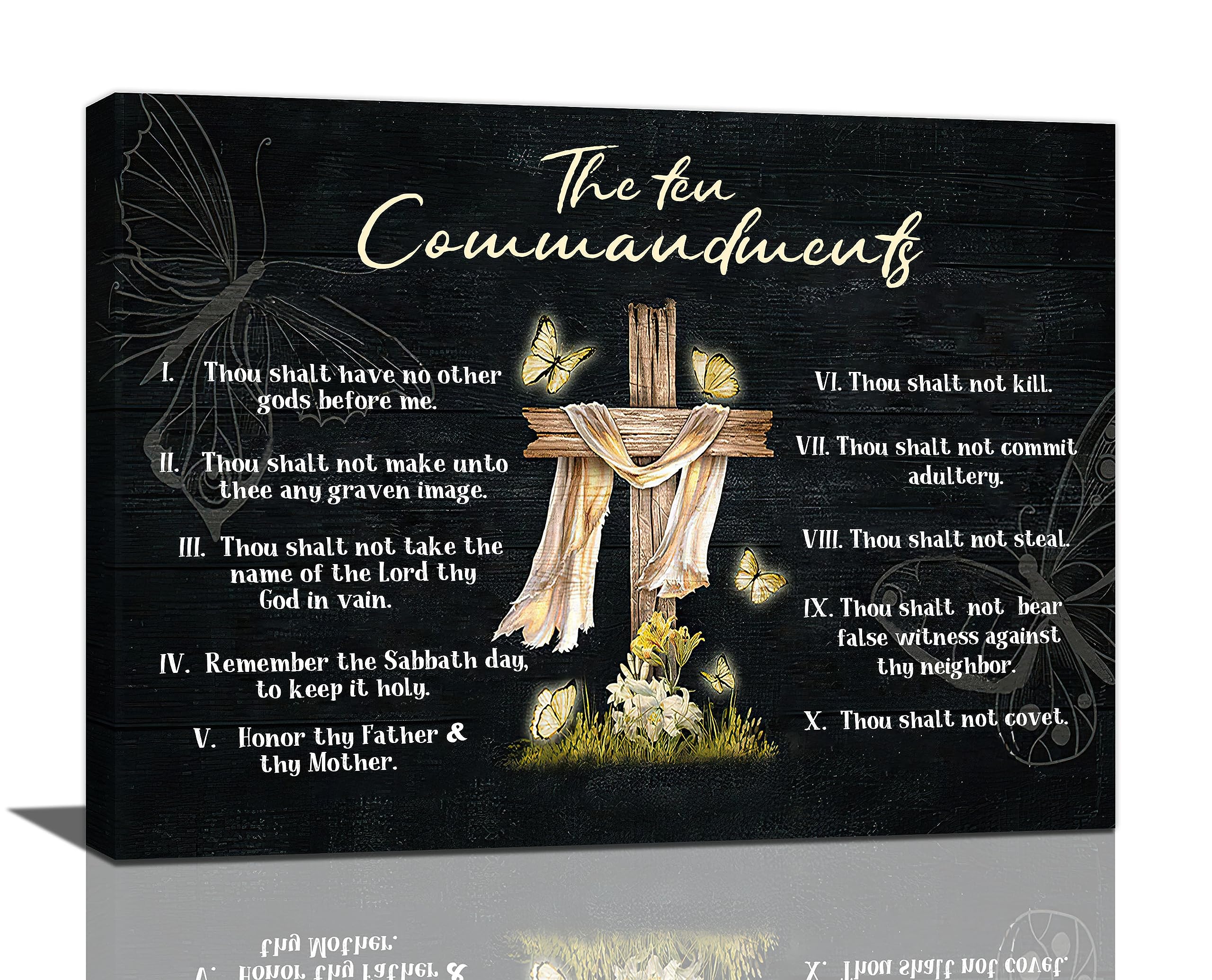 Amazon.com: The Ten Commandments Wall Art 10 Commandments Cross ...