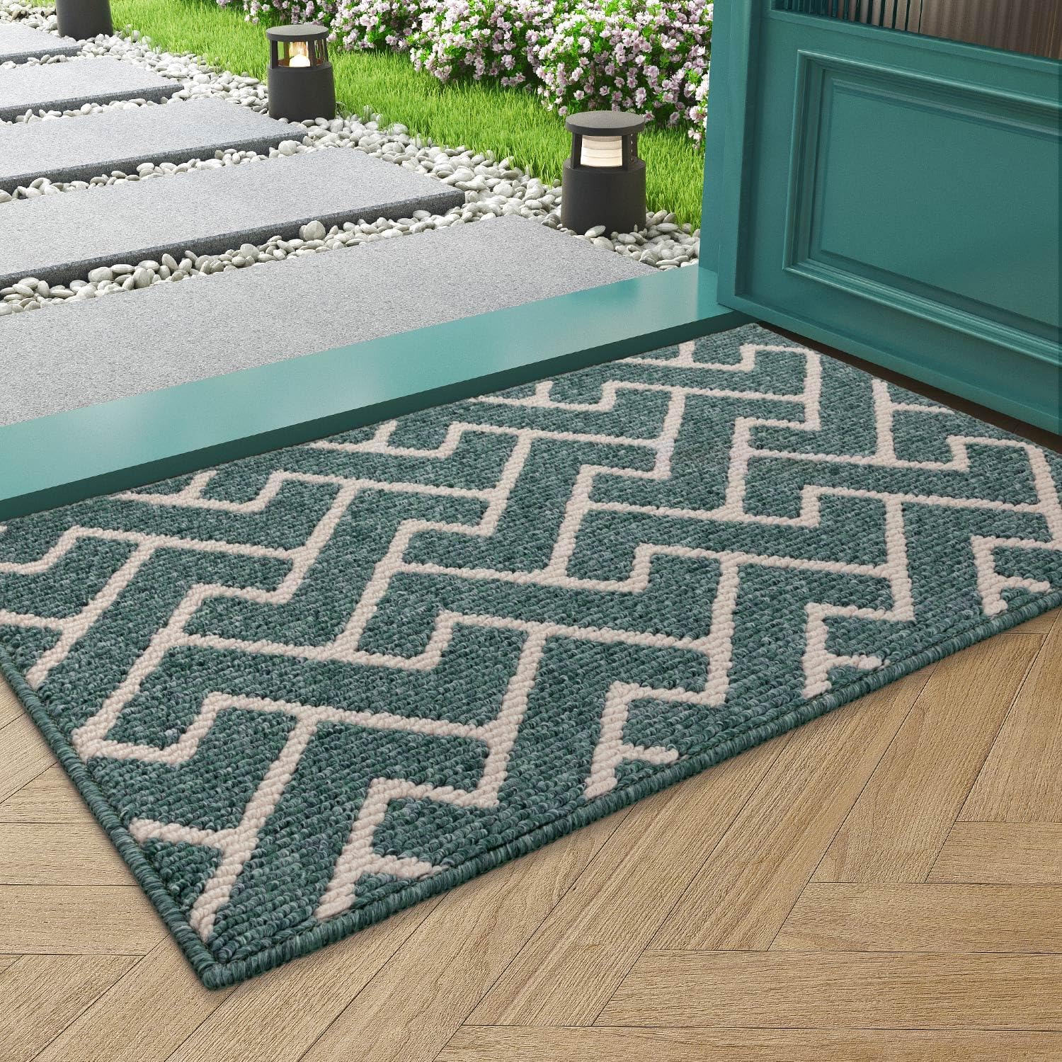 Amazon.com: 30X18 Inch Teal Turquoise Half Round Door Mat Indoor ...