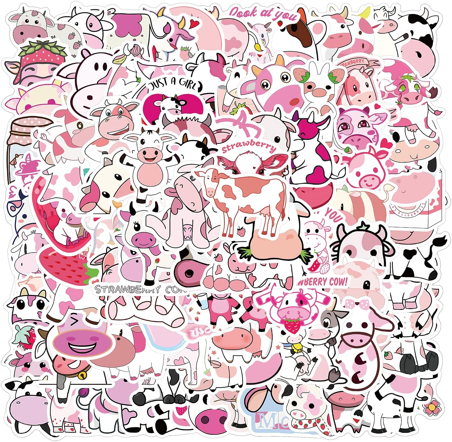 Amazon.com: 100Pcs Rainbow Cow Stickers, Waterproof Vinyl Decals Cute ...