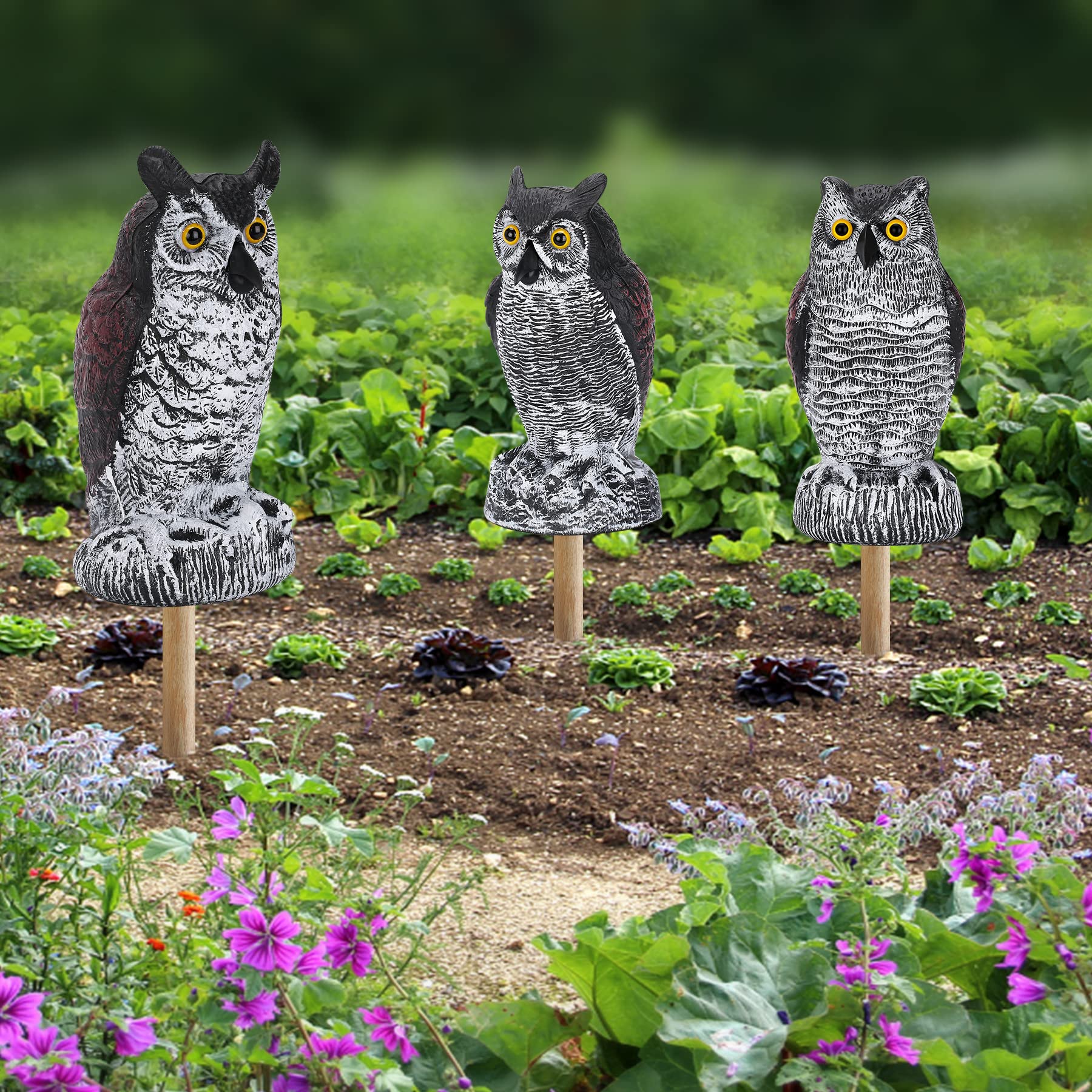 KKY 3 Packs Fake Plastic Owl Bird, Garden owl Statue,Can Repel Pigeons ...