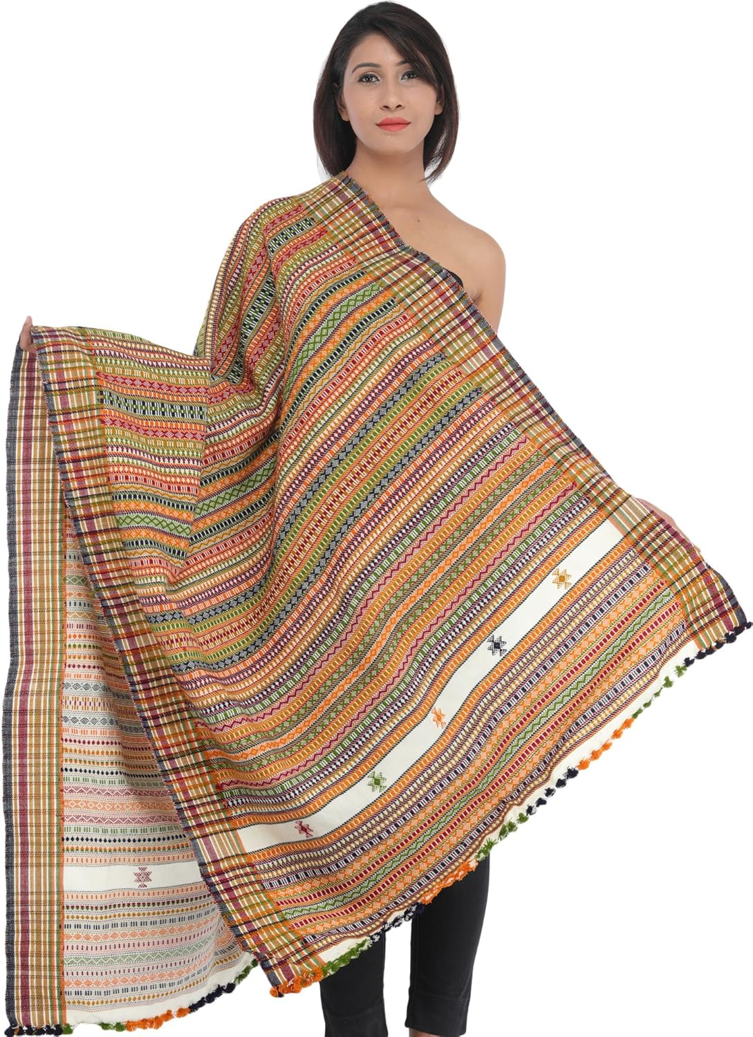 Buy Exotic India Women's Kutch Wool Shawl (SHN85--topaz) at Amazon.in