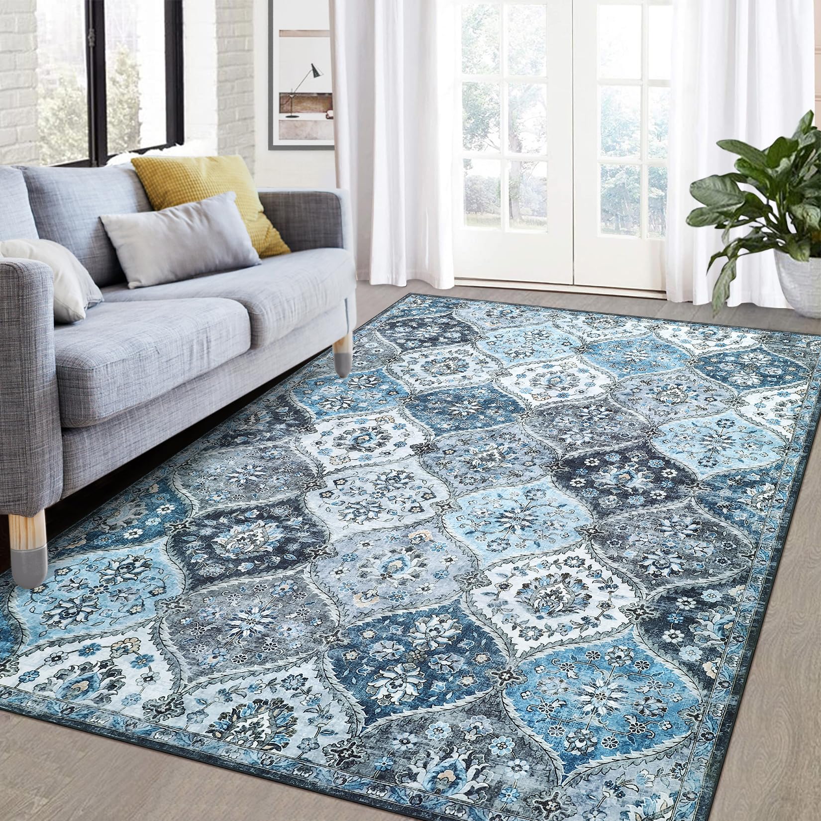 Amazon.com: ROYHOME Area Rug 5x7 Moroccan Trellis Machine Washable Rug ...