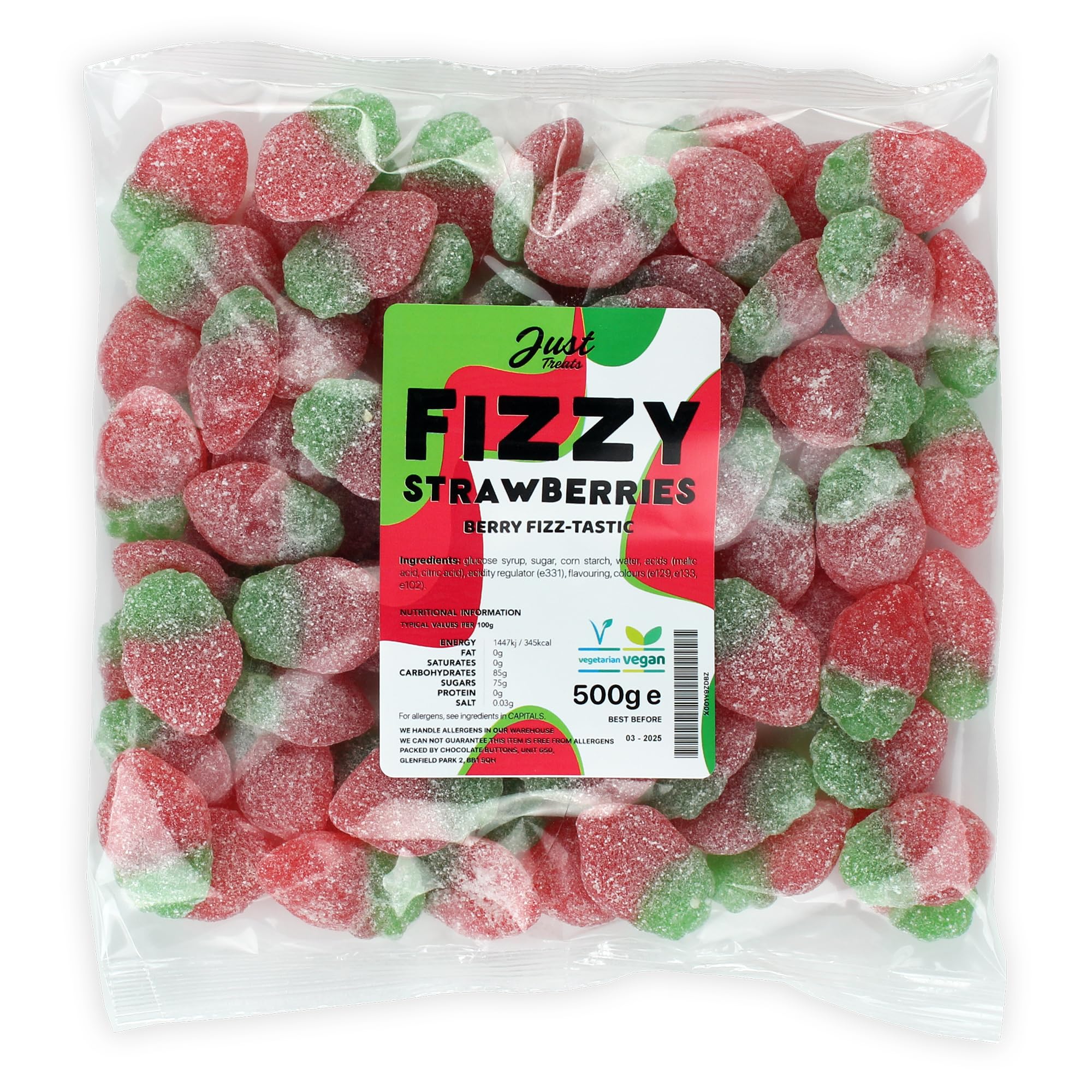 Just Treats Fizzy Strawberries (500g Share Bag) : Amazon.co.uk: Grocery