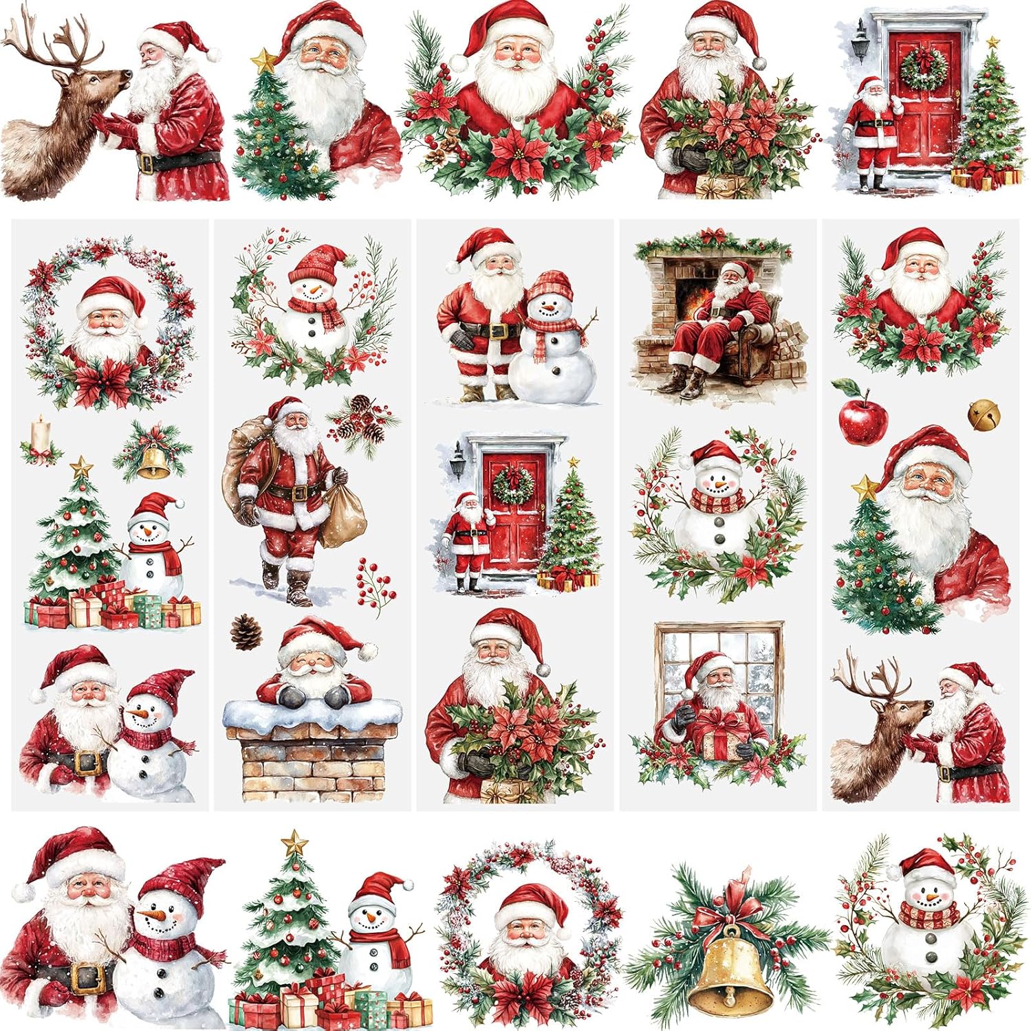 Amazon.com: WANDIC 5 Sheets Fun Christmas Scrapbook Stickers Santa ...