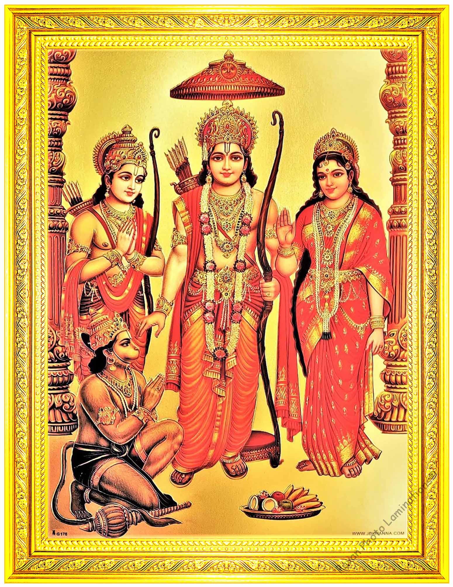 Buy Pavan Photo Laminations, Golden Foil, Lord Sri Ram Darbar Bhagwan ...