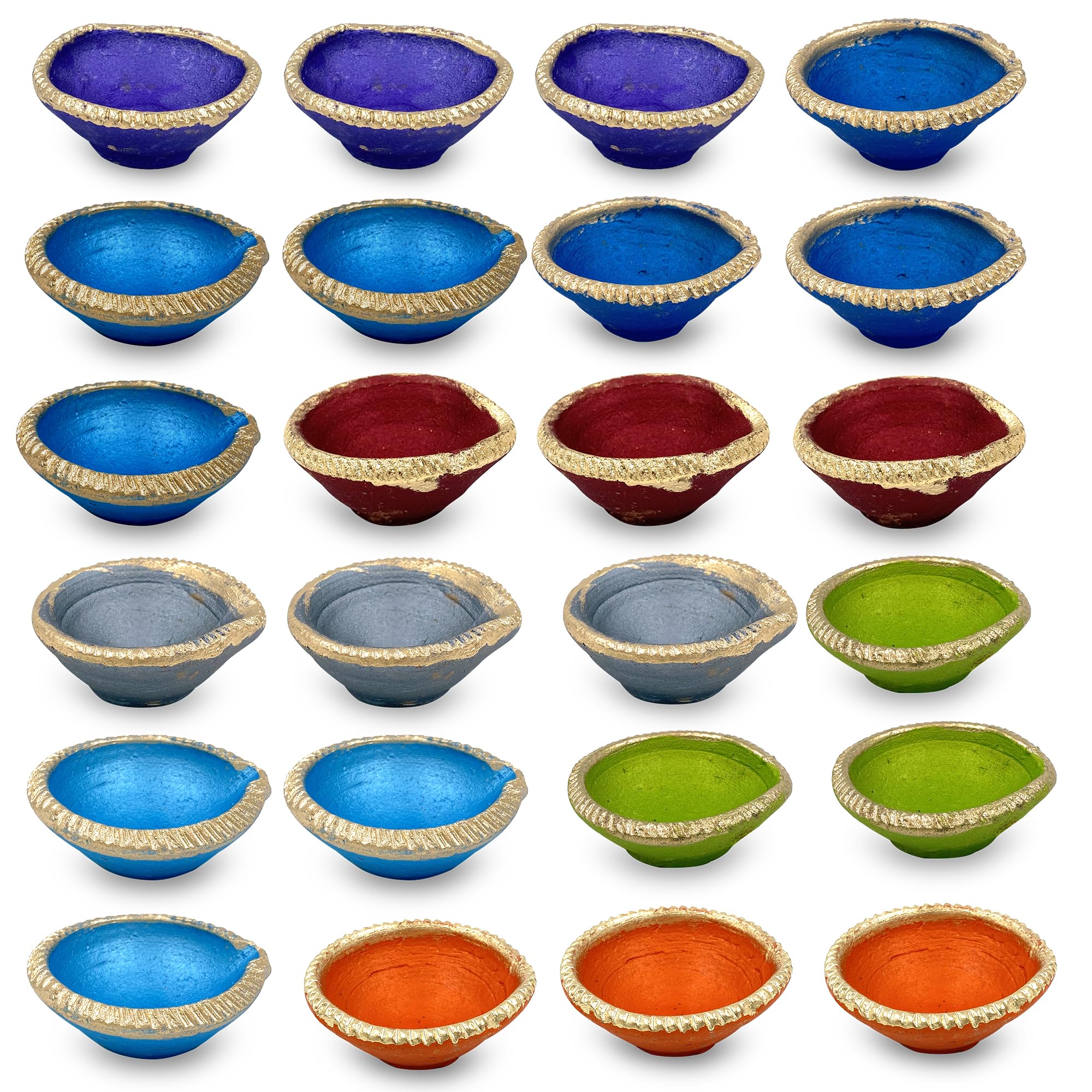 Amazon.com: KSJONE Clay Diyas Diyas Deepak Earthen Assorted Colorful ...