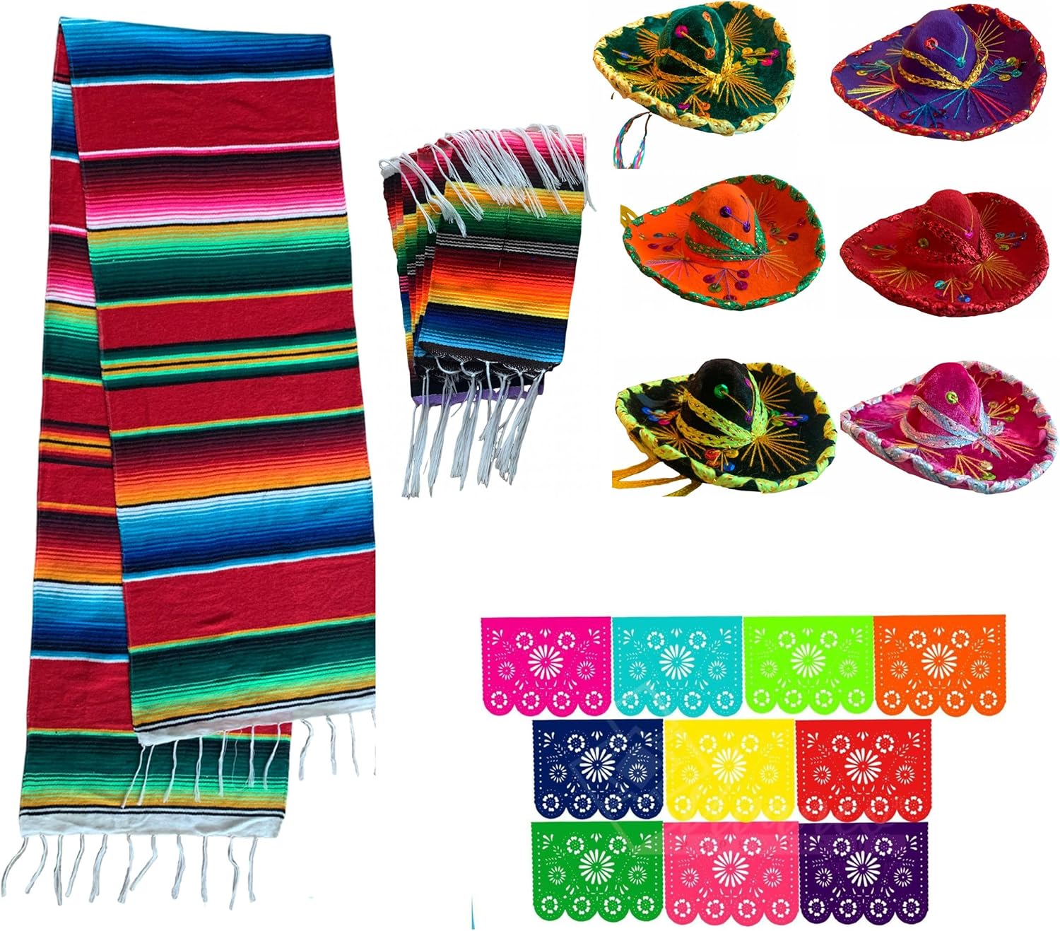 Amazon.com: Mexican Fiesta Party Kit Serape Table Runner Papel Picado ...
