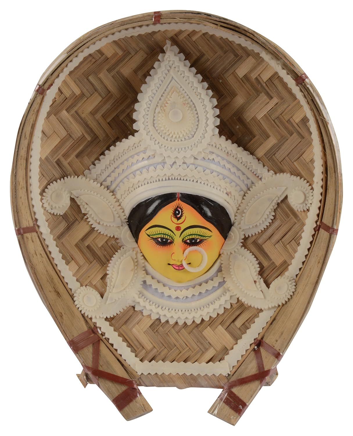 Craft2Art Sholapith Durga in Kulo (Bamboo Tray) Showpiece (23 cm x 4 cm ...