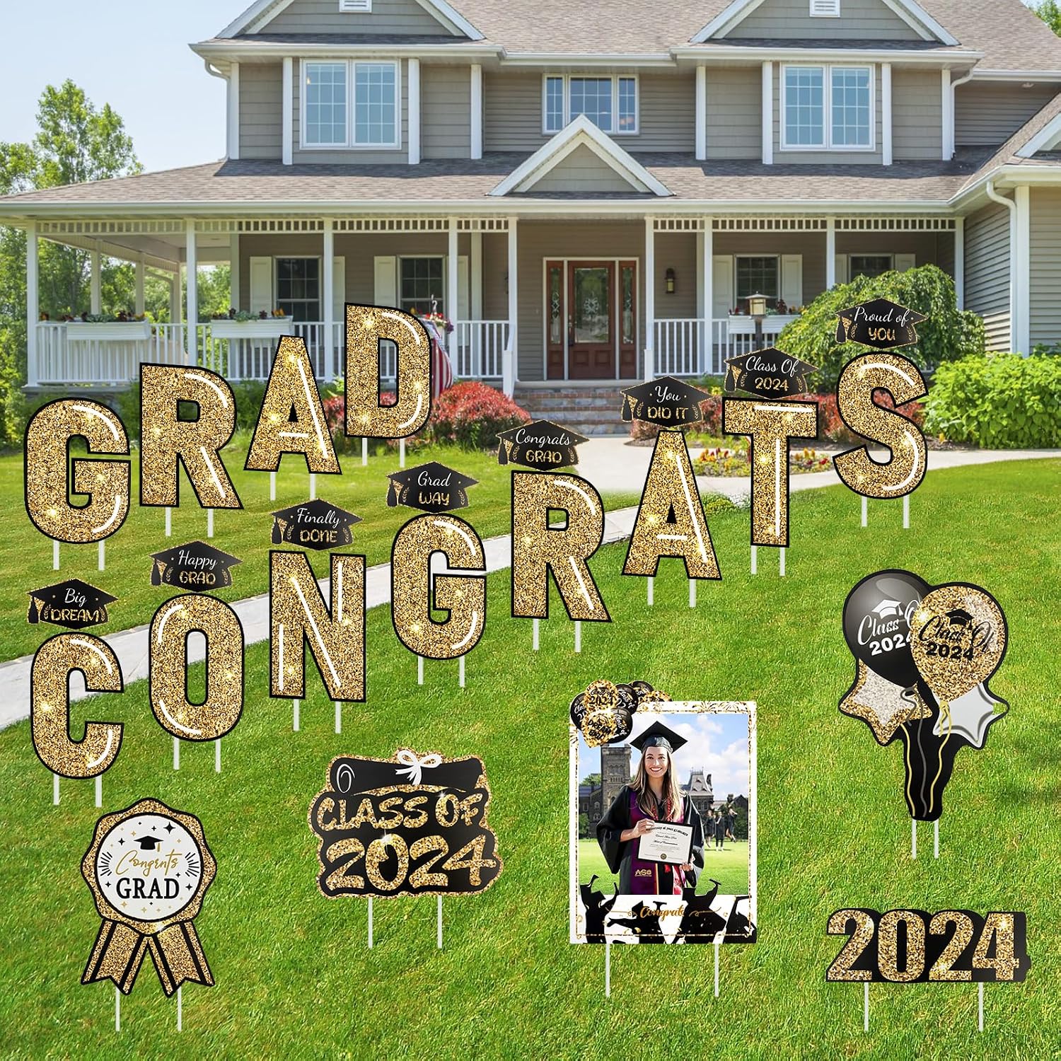 Amazon.com: 25 Pcs 2024 Graduation Yard Sign with Stakes Class of 2024 ...