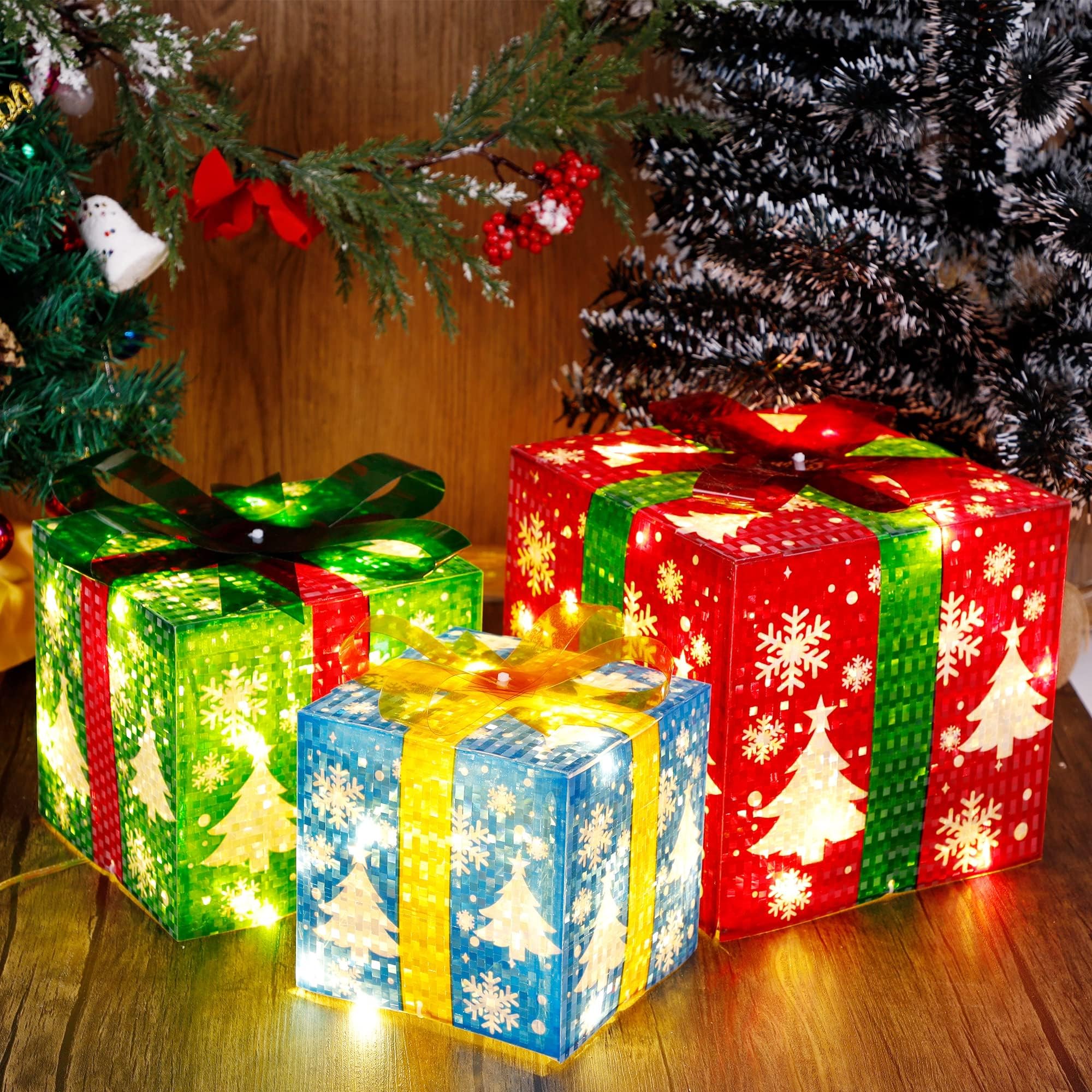 Amazon.com: Kigley Set of 6 Christmas Lighted Gift Boxes LED Present ...