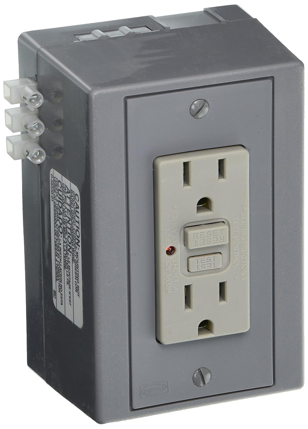 Hubbell DRUBGFI15H DIN Rail Utility Box, 15 amp, 125V, Duplex, GFCI ...