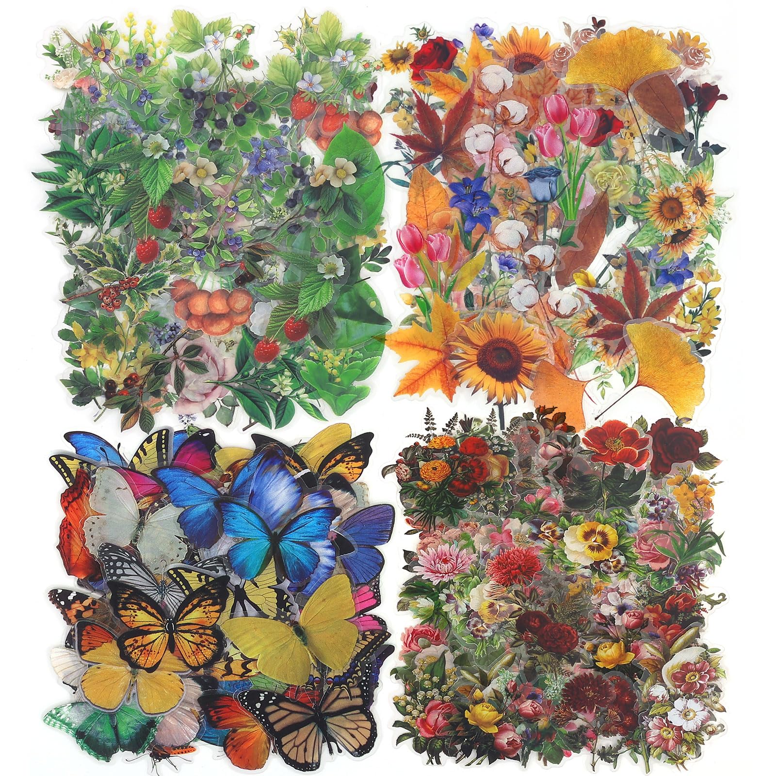 Amazon.com: KSIWRE 240 PCS Transparent Flower Butterfly Stickers Set ...