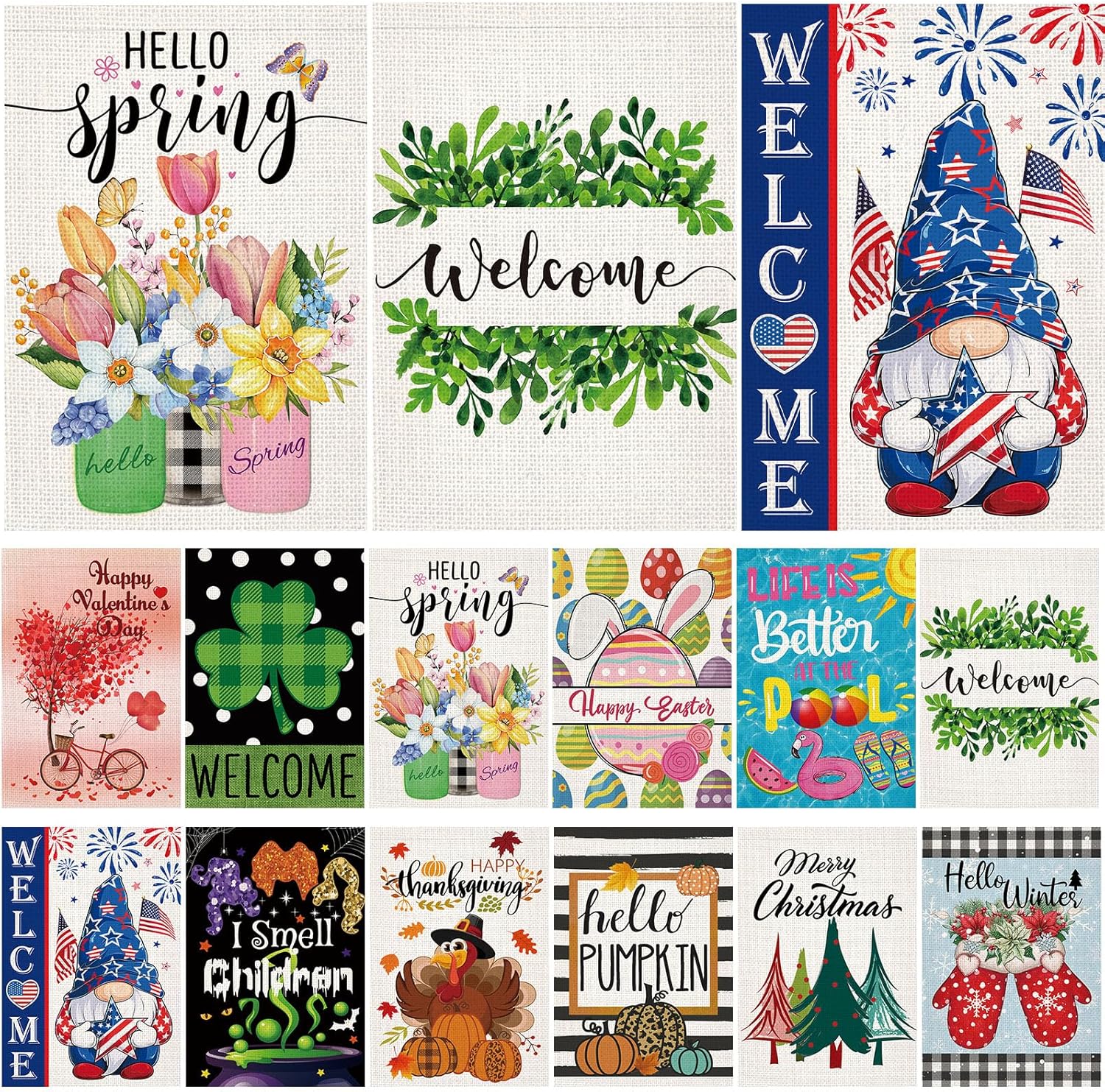 Amazon.com : Doncida Seasonal Garden Flags Set of 12 Double Sided 12x18 ...