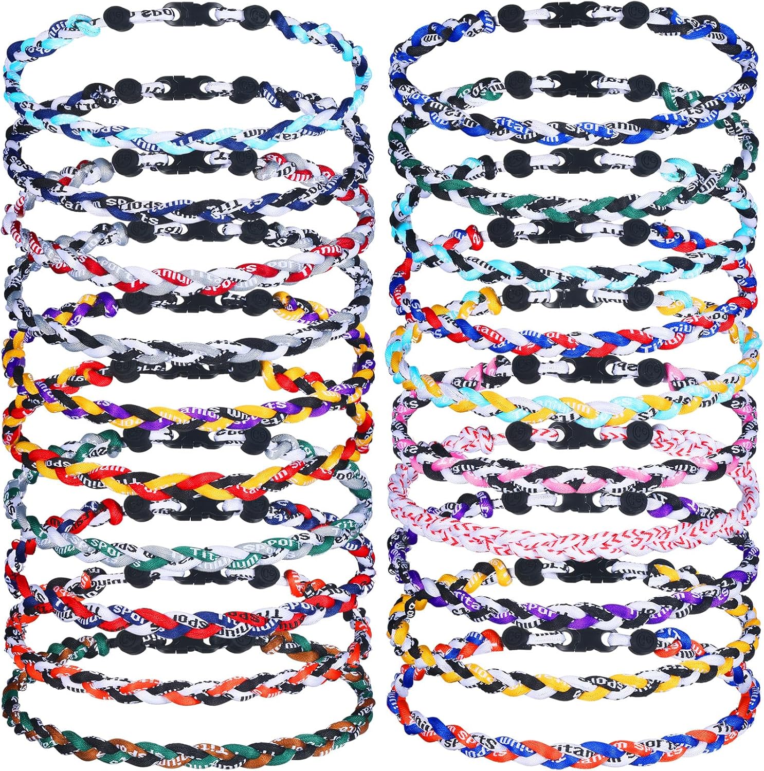 Ecally 20 Pieces Baseball Necklace 3 Braided Rope Tornado Necklace ...