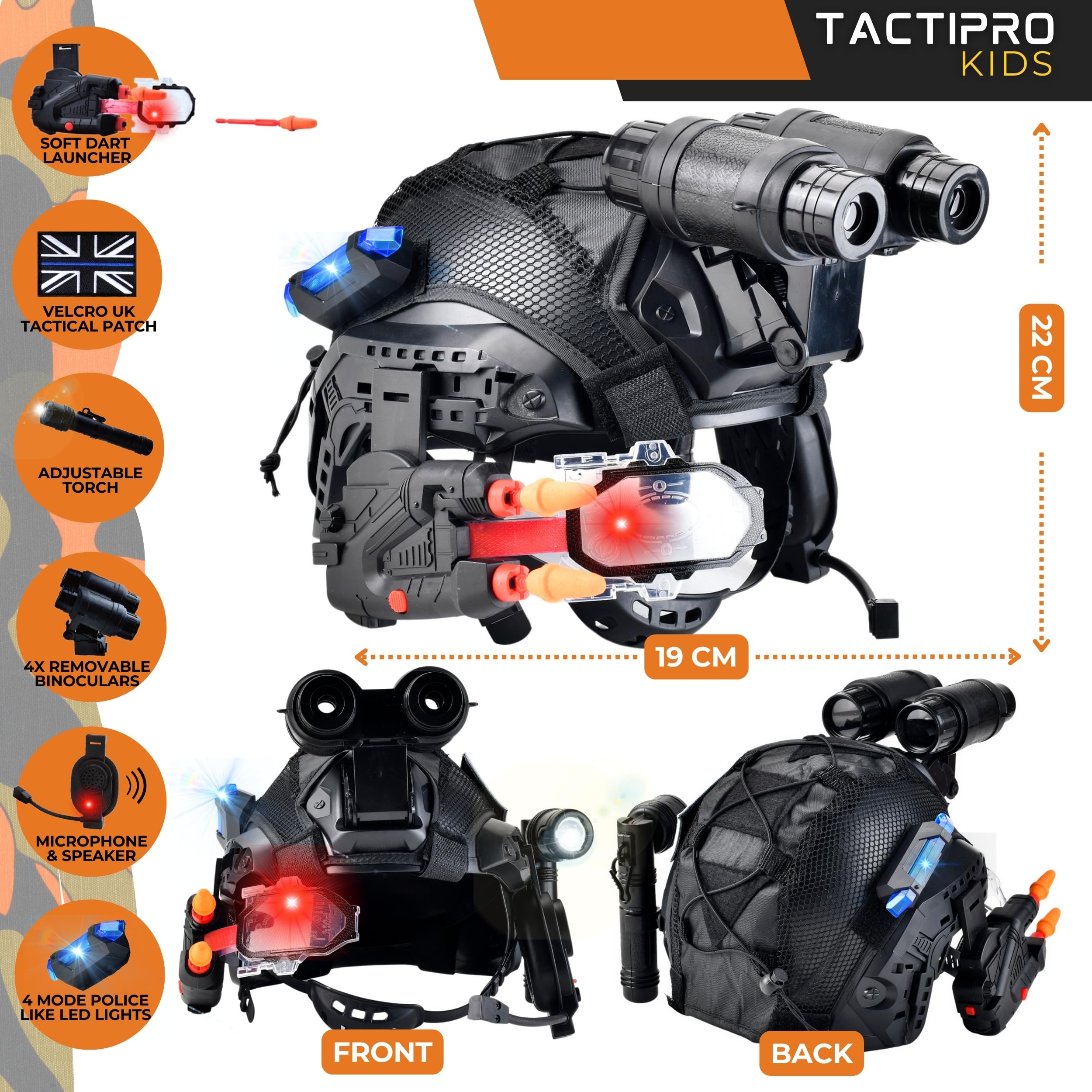 Tactipro Police kids toy soldier Army SWAT Helmet Commander Set ...