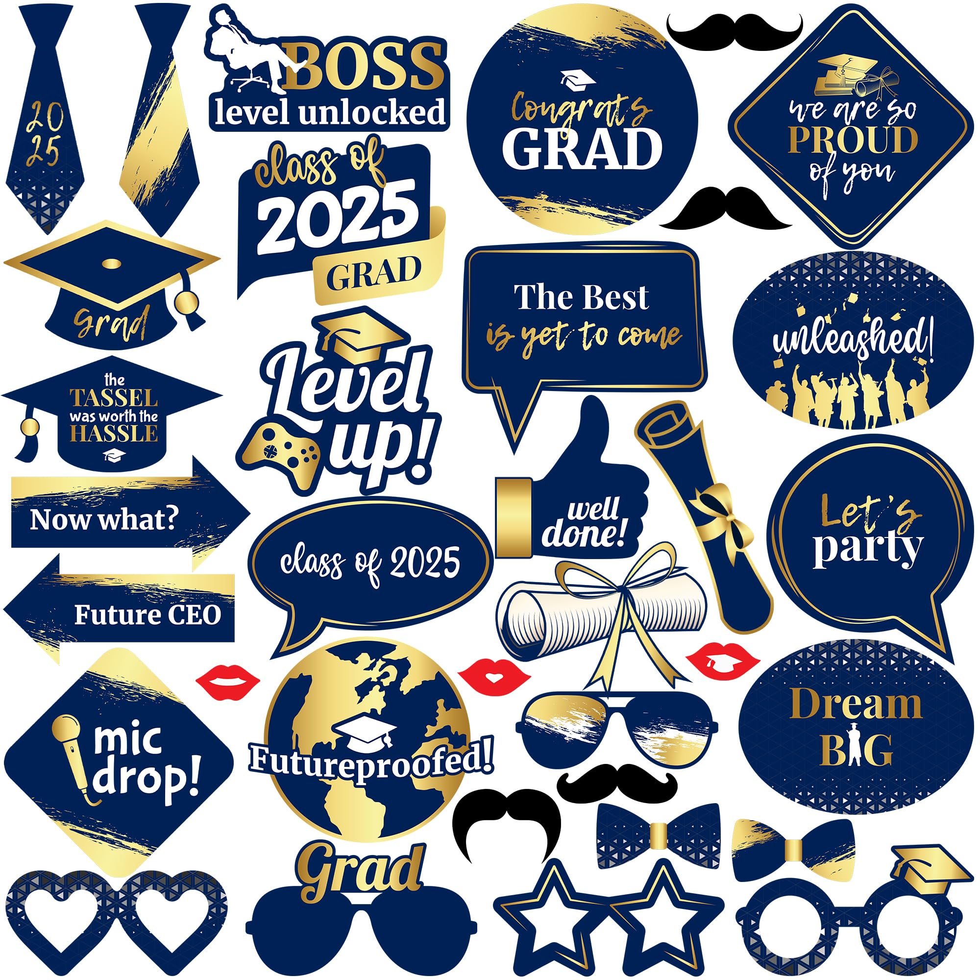 Katchon Graduation Photo Booth Props 2025 Pack Of 22 Blue | Desertcart GB