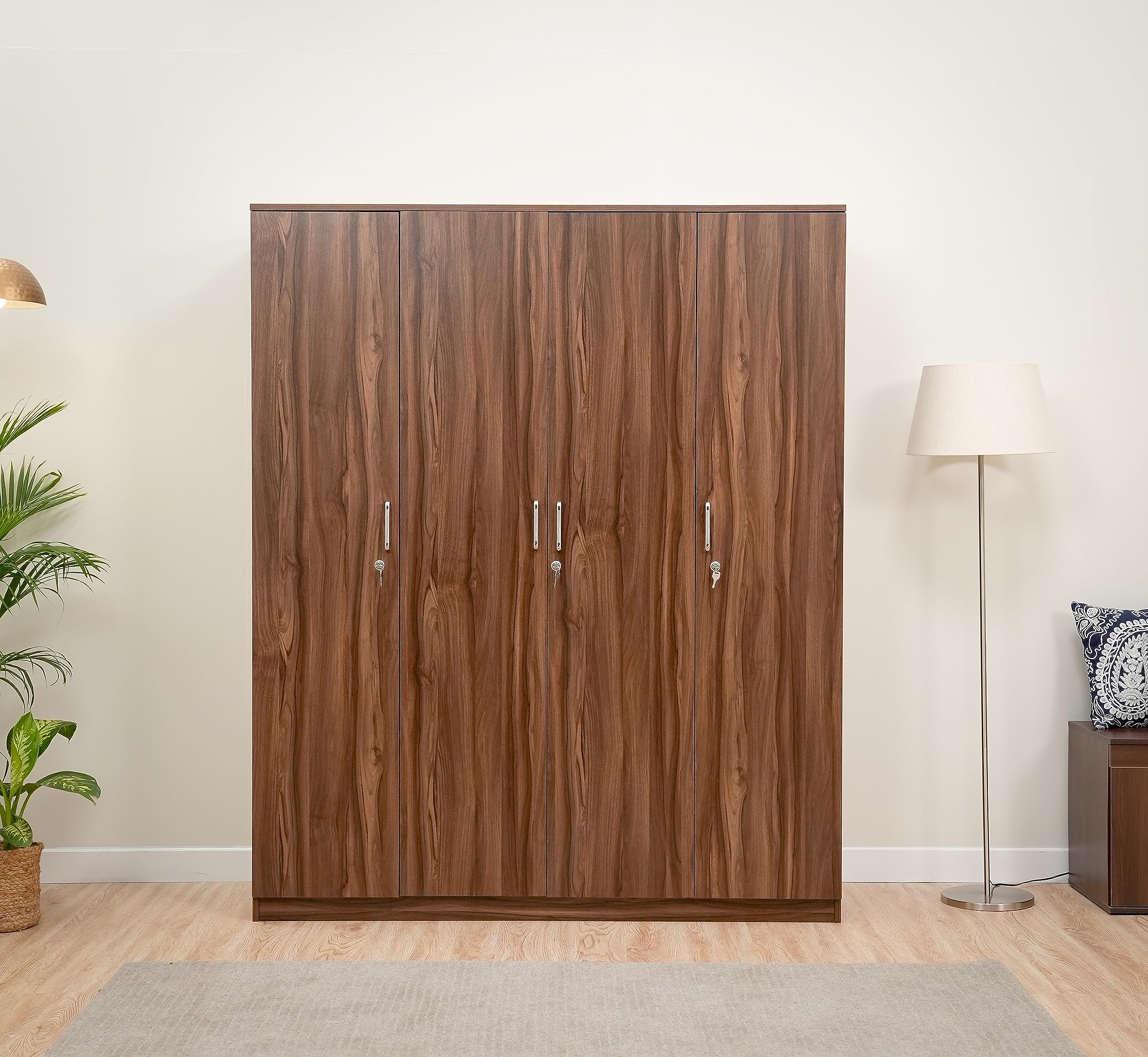 Amazon Brand - Solimo Madray Engineered Wood Wardrobe, Asian Walnut, 4 ...