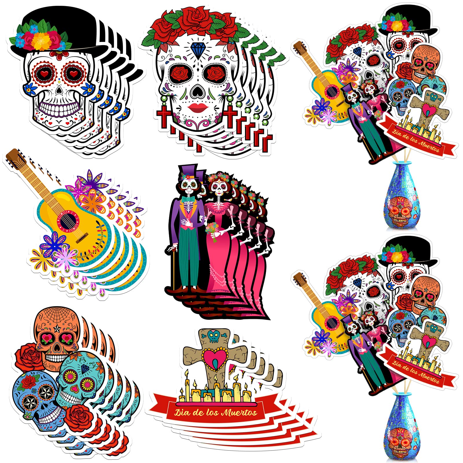 Amazon.com: 30 Pcs Day of the Dead Decoration Dia De Los Muertos ...
