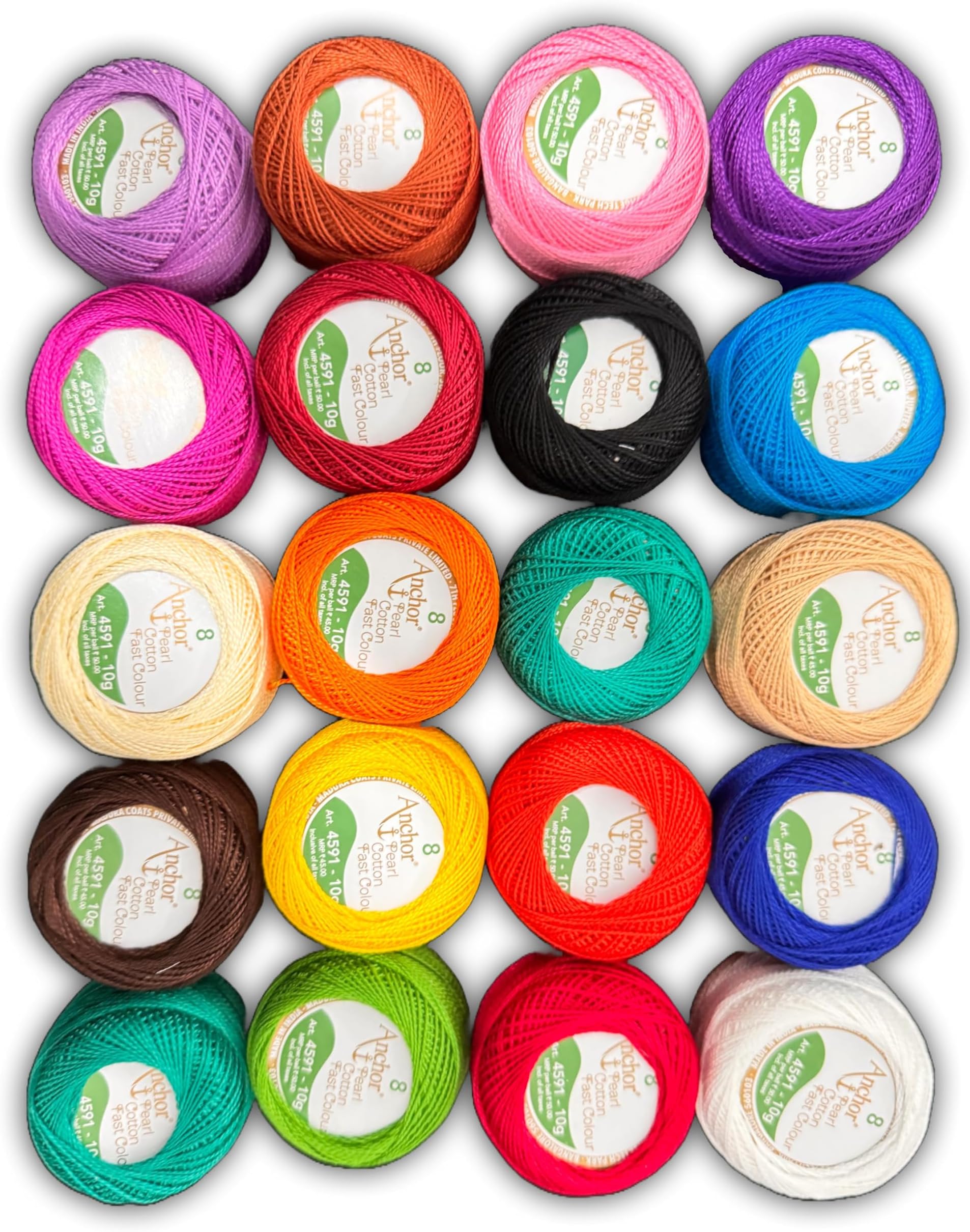 ANCHOR Pearl Yarn, Thickness: 8, Packaging: 10G, Running Length: 82M ...