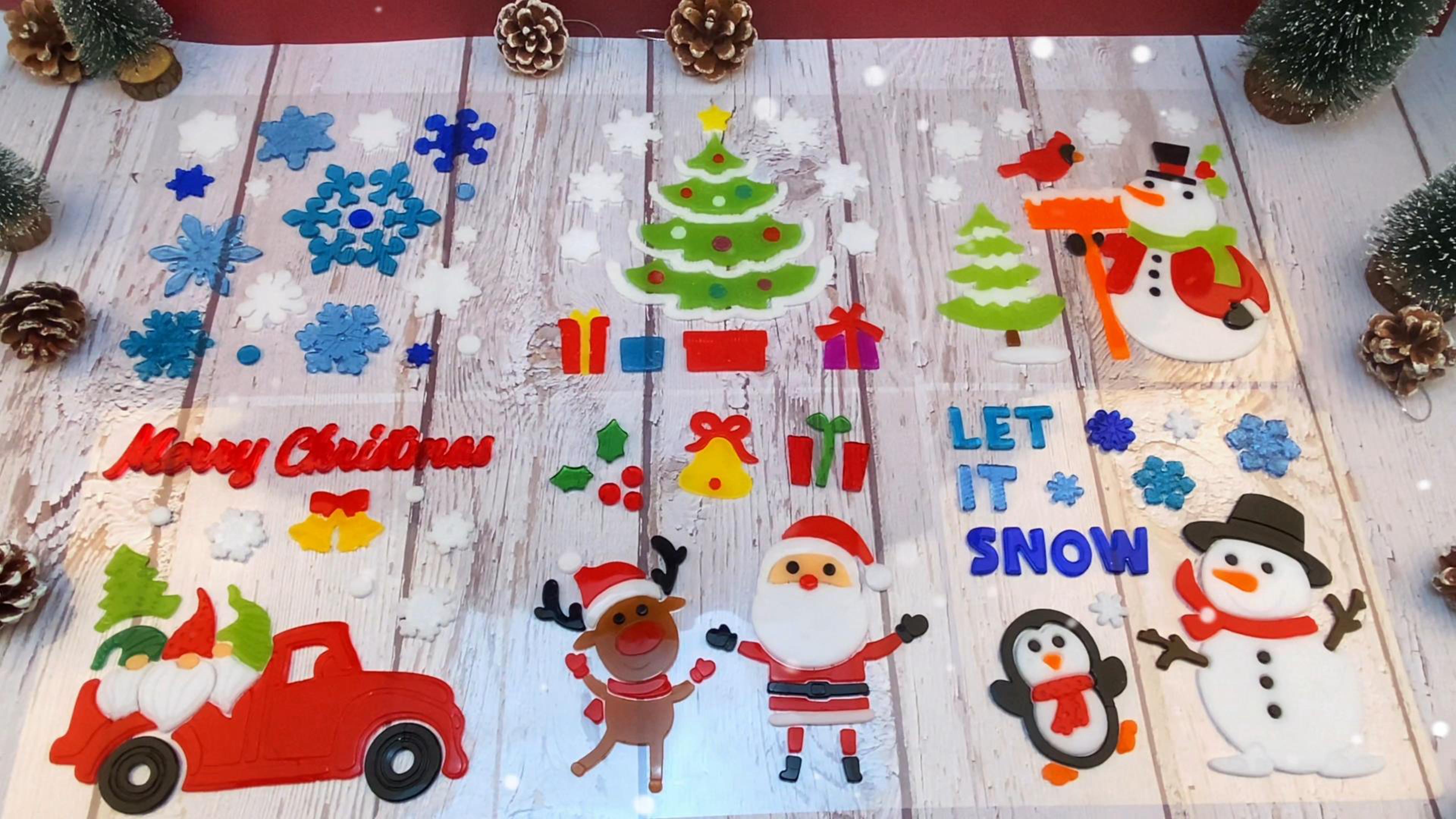 Watch 6 Sheets Christmas Gel Window Clings on Amazon Live