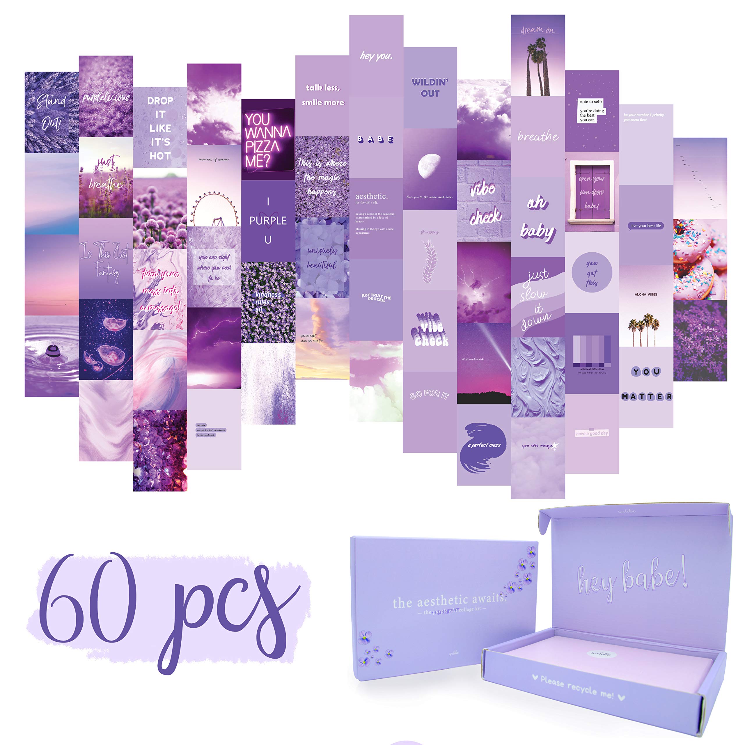 Buy witibo Collage Kit for Wall Aesthetic 60 Pictures - Pastel Purple ...