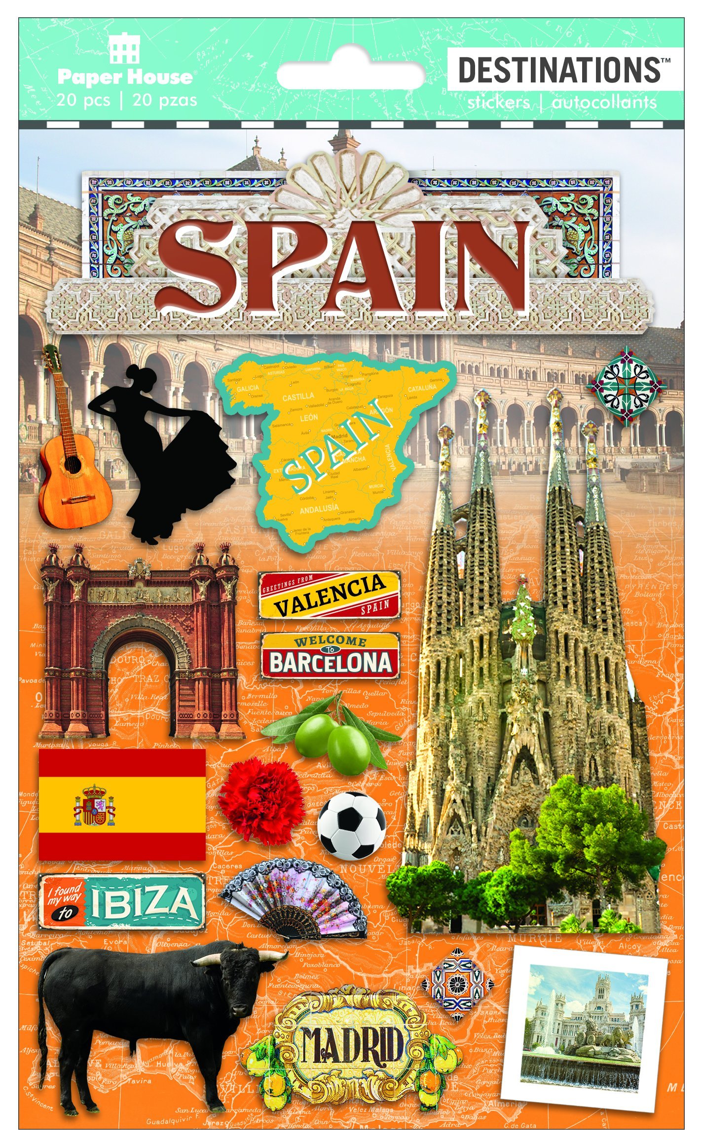 Amazon.com: Paper House Productions Travel Spain 2D Stickers, 3-Pack