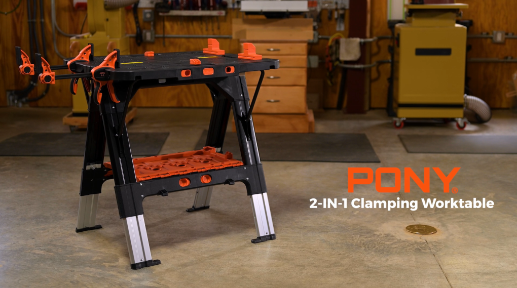 Watch Pony 2-in-1 Work Bench with 4pc Clamp on Amazon Live