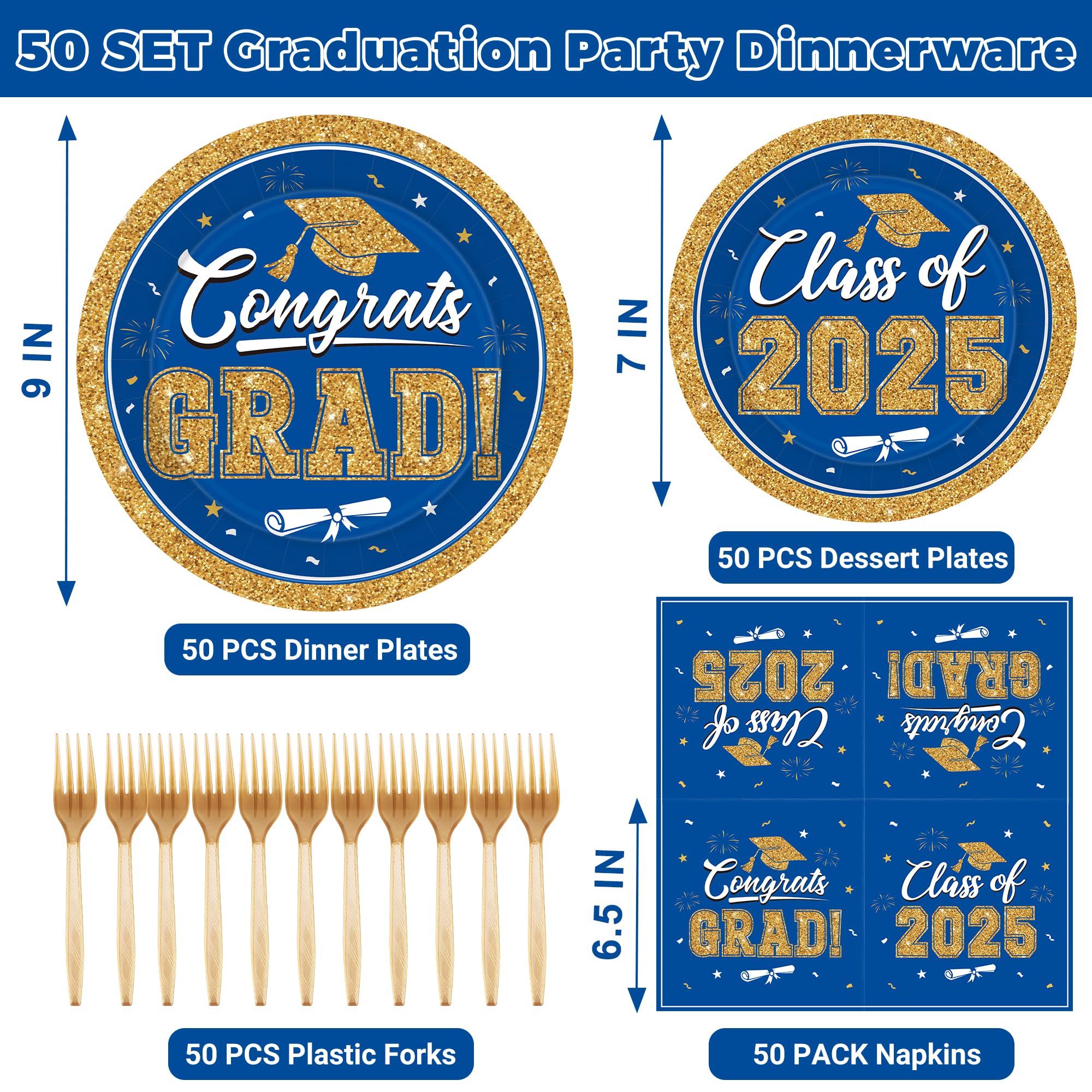 Snapklik.com : 50 SET Graduation Decoration Class Of 2025, Blue And ...