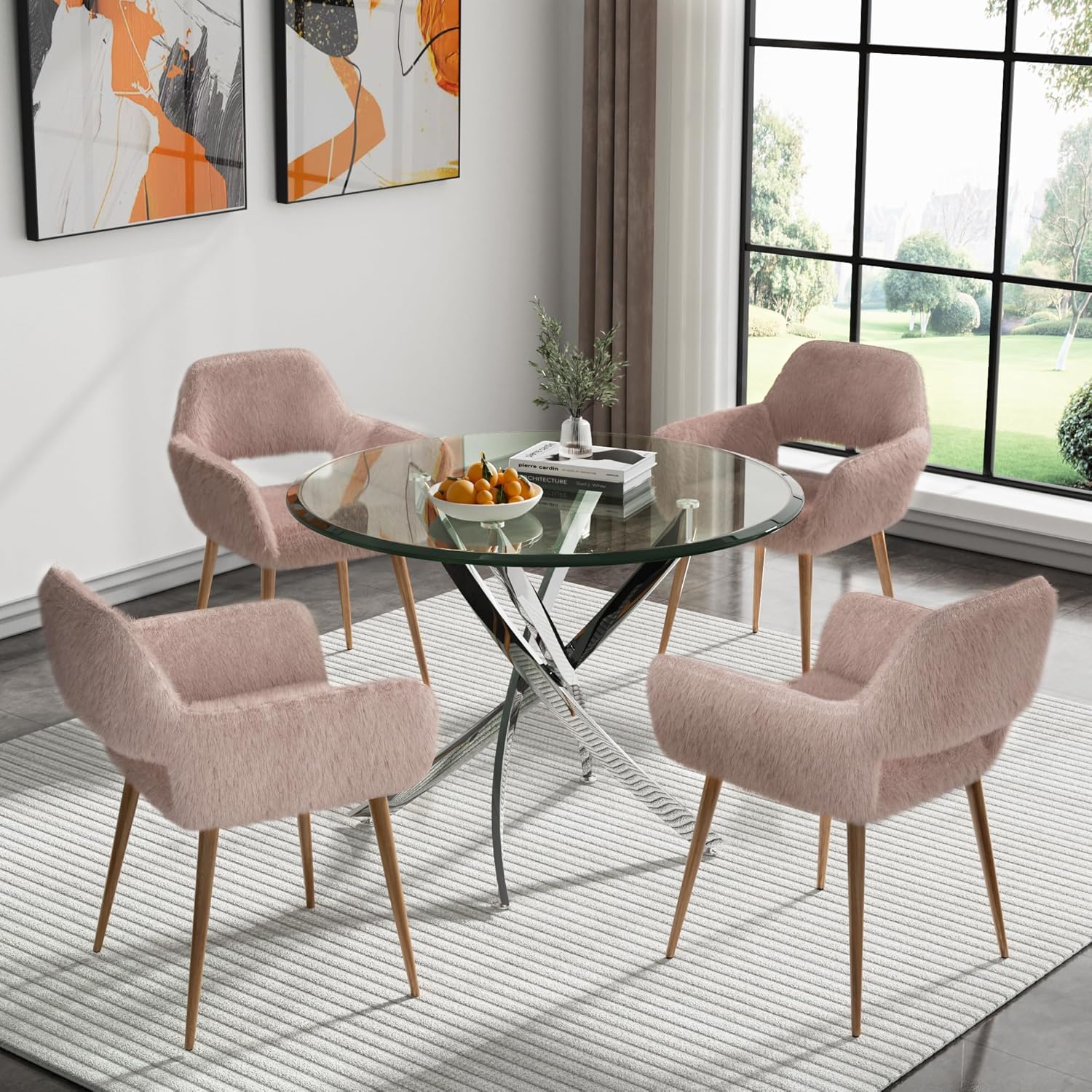 Amazon.com - Round Kitchen Dining Table Set,36'' Glass Dining Table Set ...