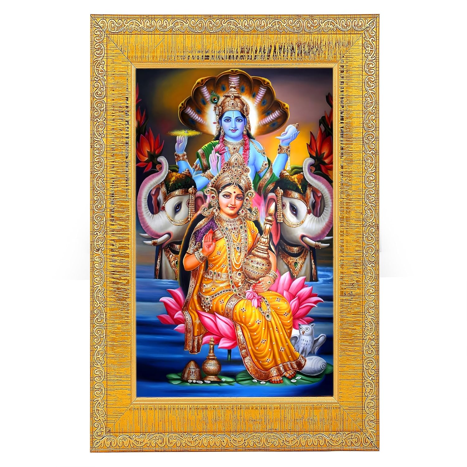 Temple One | 5 X 8 | Hindu God Vishnu and Goddess Lakshmi Vintage Frame ...