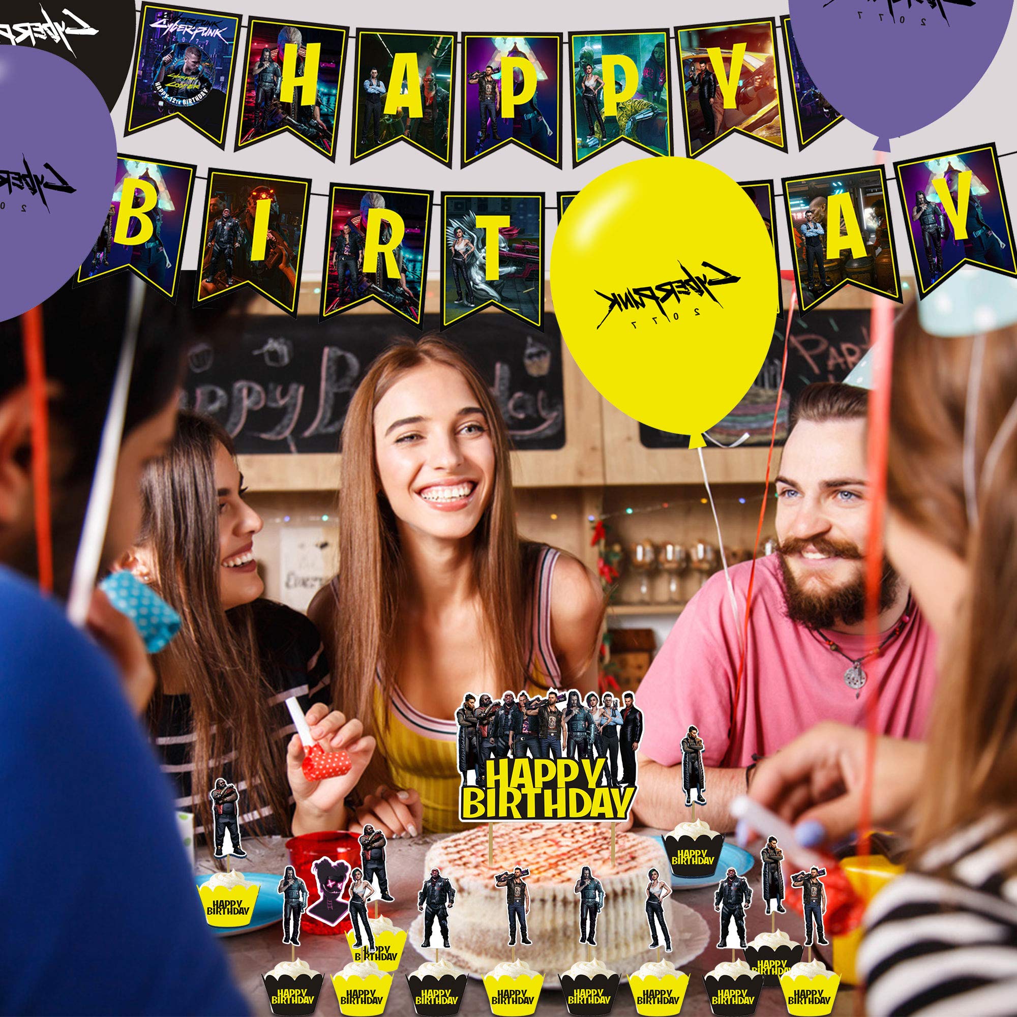 Buy Cyberpunk 2077 Birthday Party Supplies, 82 Pcs Cyberpunk Gaming ...