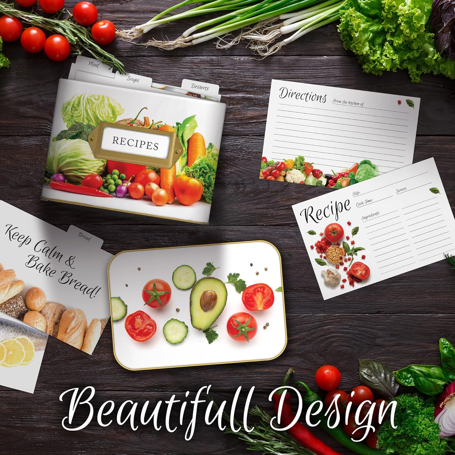 Metal Recipe Card Box with Dividers and Recipe Cards Philippines | Ubuy