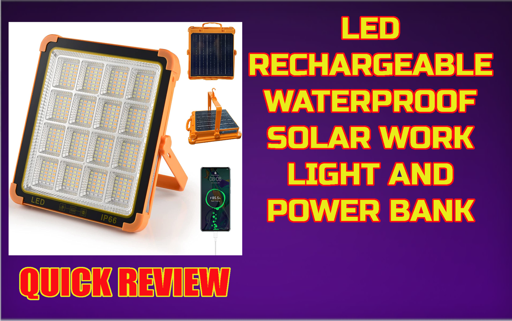 Watch Portable Rechargeable Solar LED Work Light and Power Bank on ...
