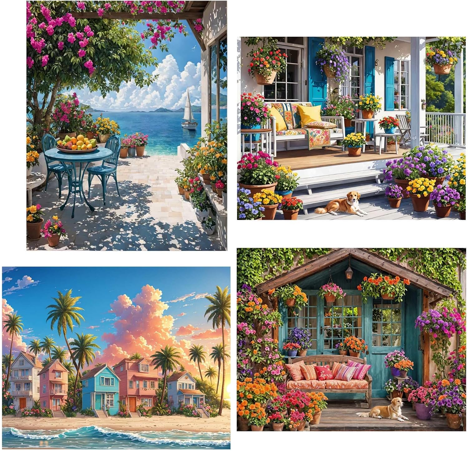 Amazon.com: Lovepefe 4 Pack Romantic Beach Paint by Numbers Kit for ...