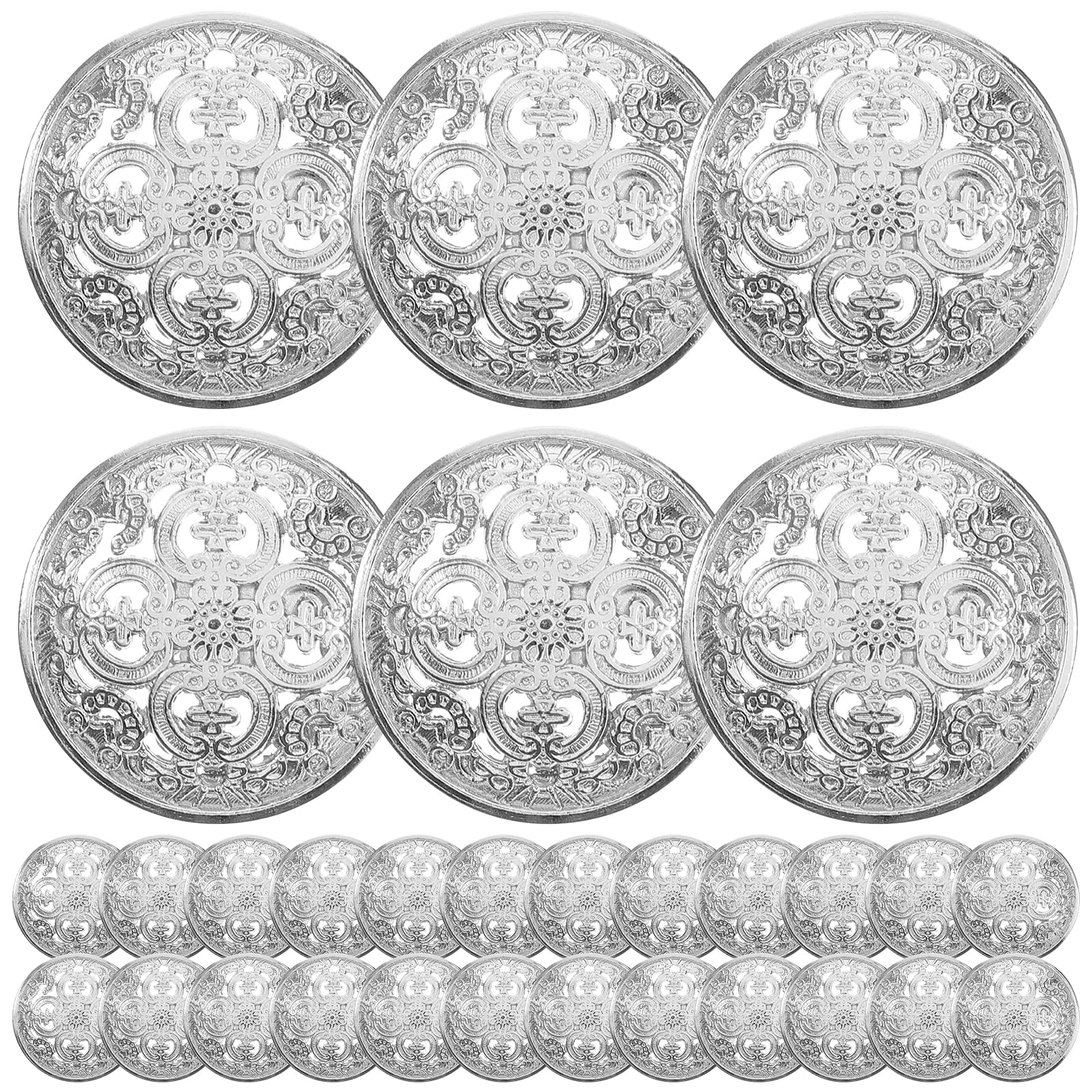 Amazon.com: DIY Buttons 30pcs Round Metal Hollow Out Button Coat ...